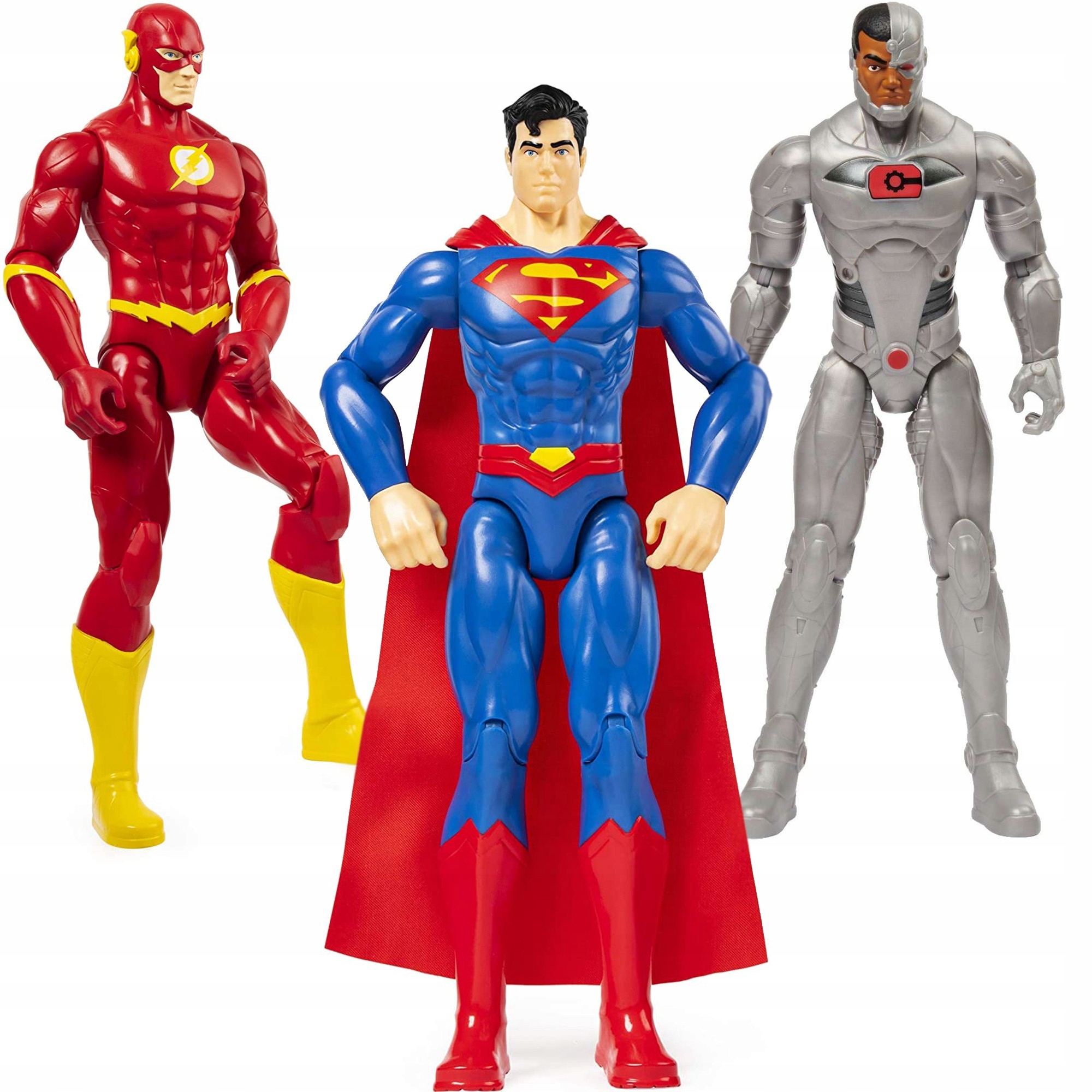 SUPERMAN FLASH CYBORG ZESTAW 3 FIGURKI DC COMICS RUCHOME DUŻE 30 CM ...