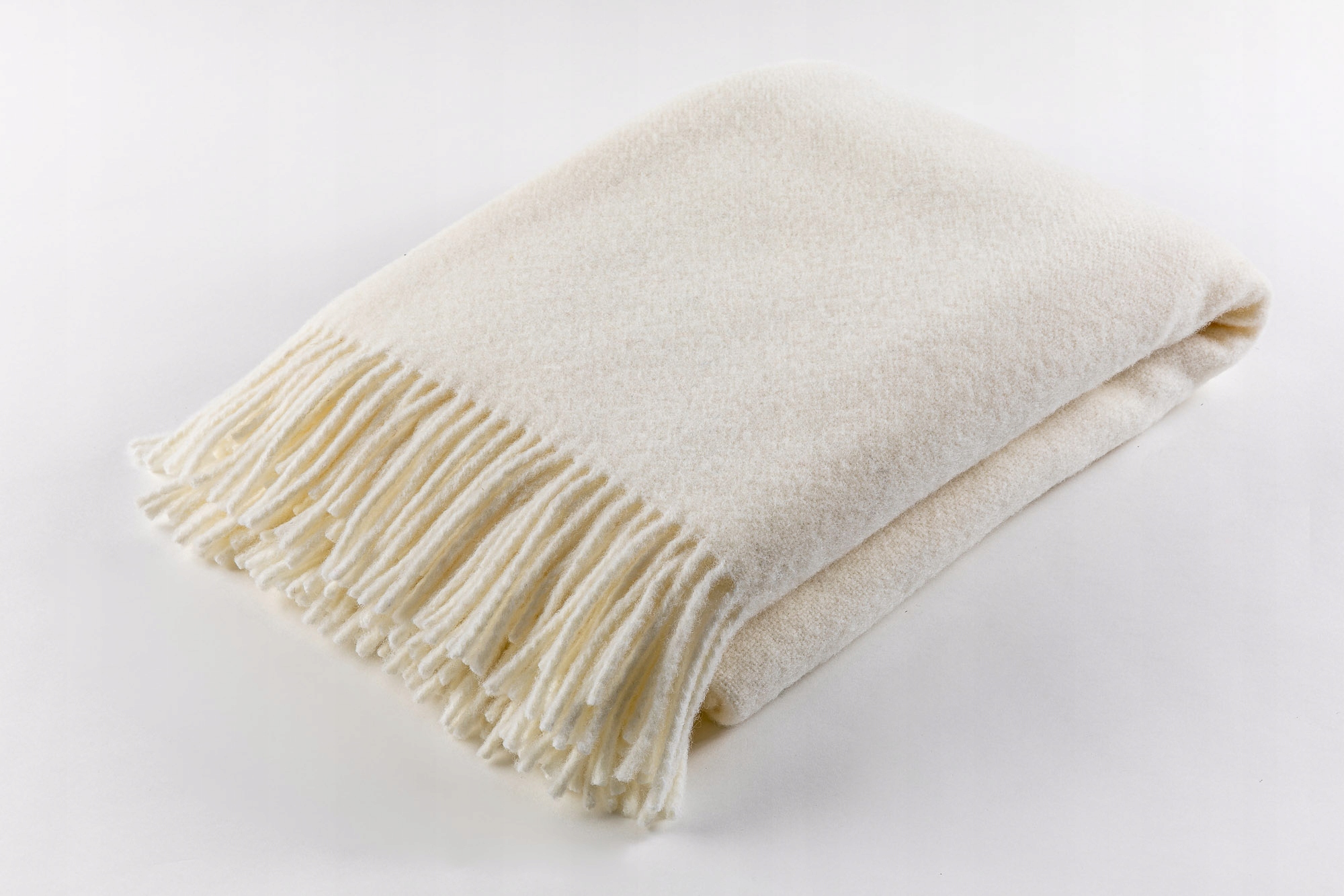 Pled wełniany Sztuka Beskidzka 100% wełna koc kolor biały P01 (MonoP01 ...