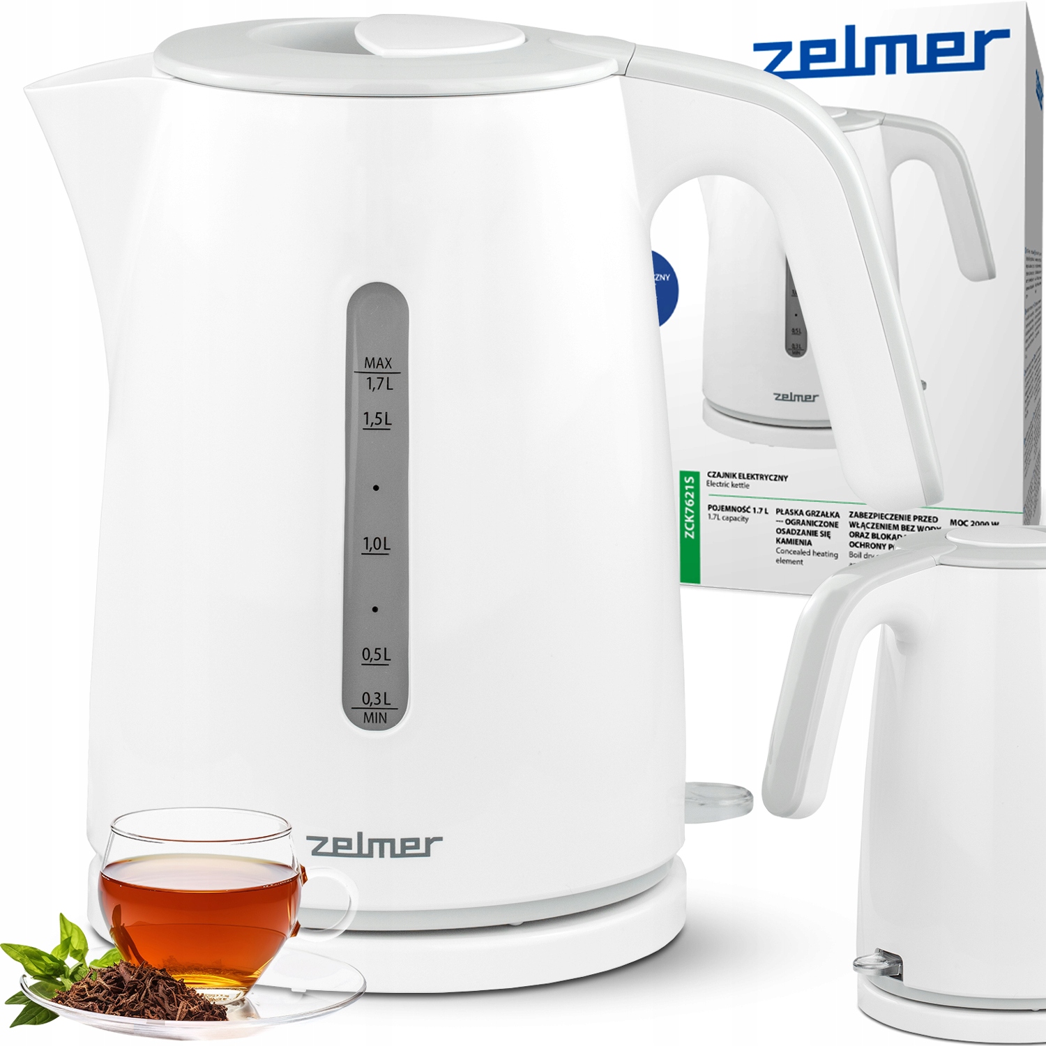 CZAJNIK ELEKTRYCZNY ZELMER BEZPRZEWODOWY PŁASKA GRZAŁKA CICHY 1,7L 2000W - Sklep, Opinie, Cena w ...