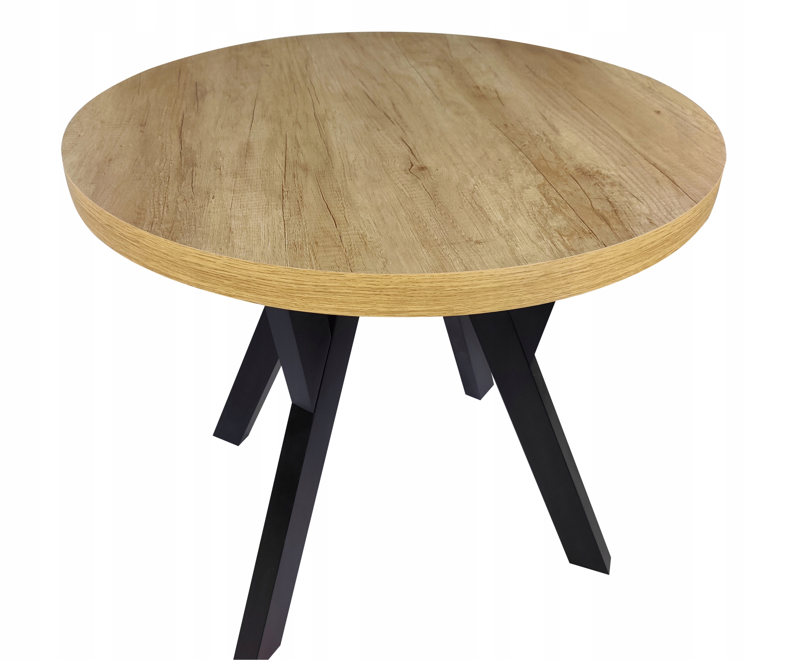 STÓŁ OKRĄGŁY ROZKŁADANY 90/140 dąb nebraska egger (rozkładany czarne ...