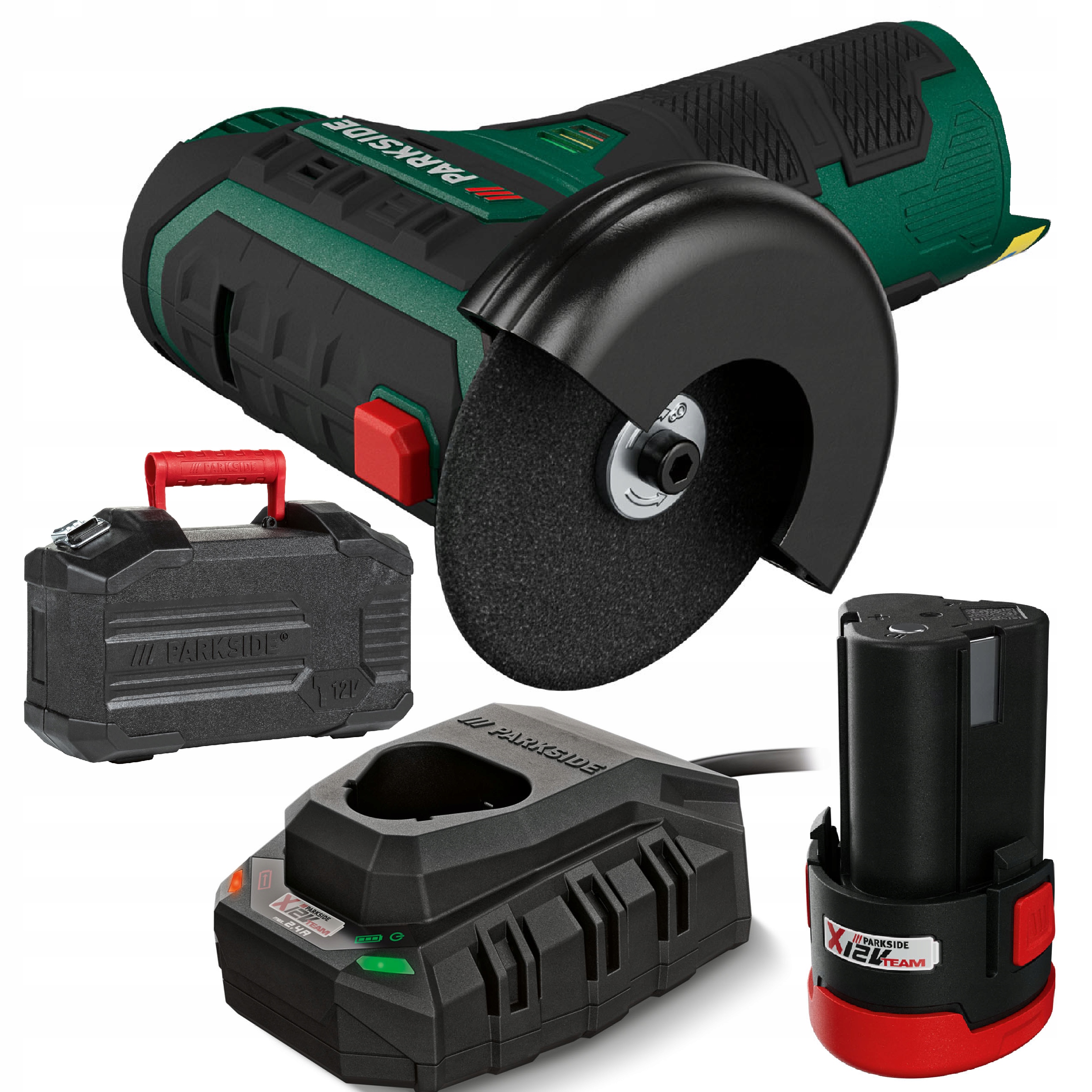 PARKSIDE Szlifierka kątowa 12V akumulator PARKSIDE 2Ah + TARCZA 76MM ...