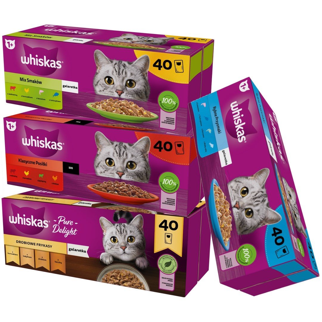 WHISKAS MIX SMAKÓW 4 KARTONY 160x85G RYBA DRÓB (3065890155053) • Cena ...
