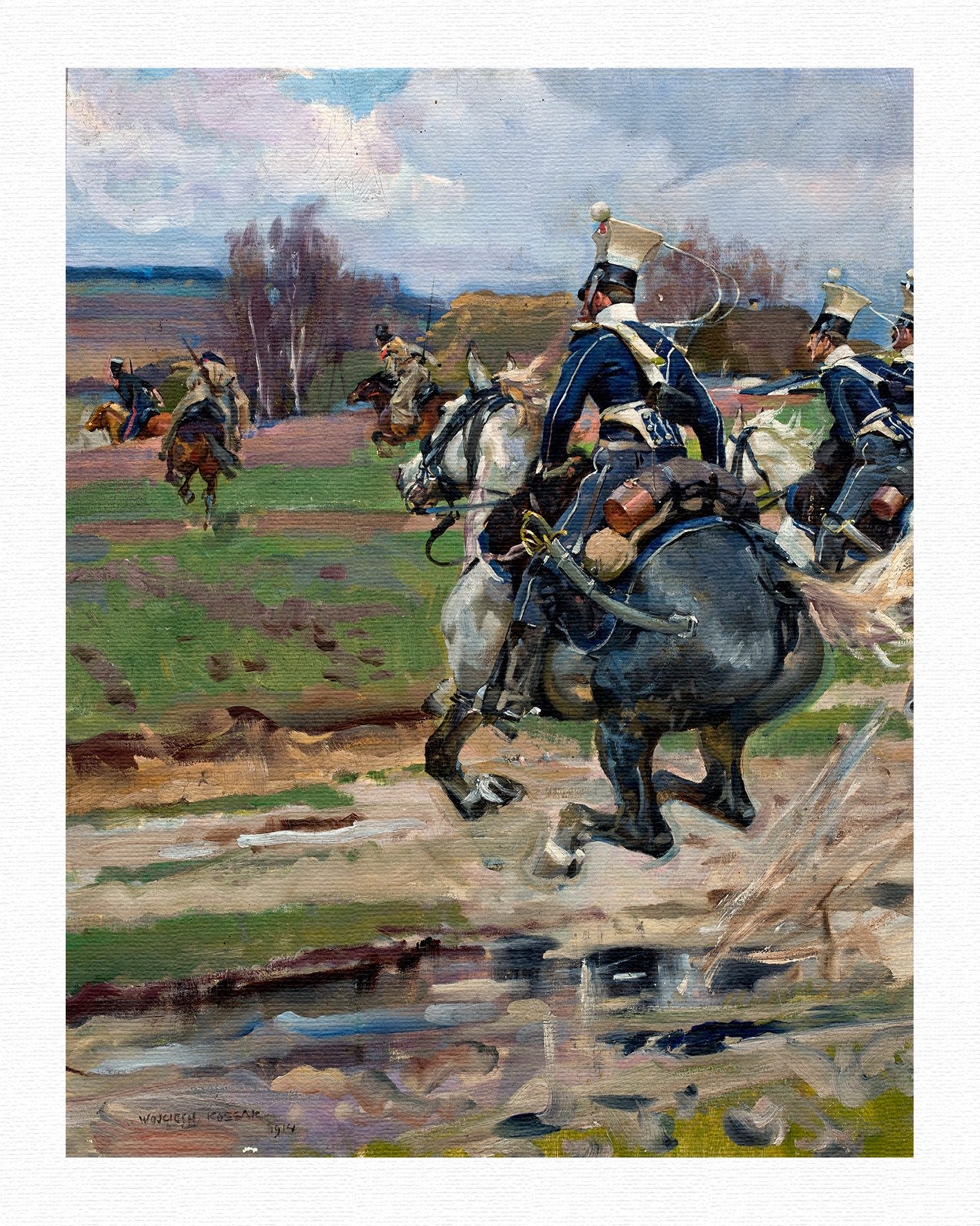 WOJCIECH KOSSAK Oddział ułanów obraz na płótnie • Cena, Opinie ...
