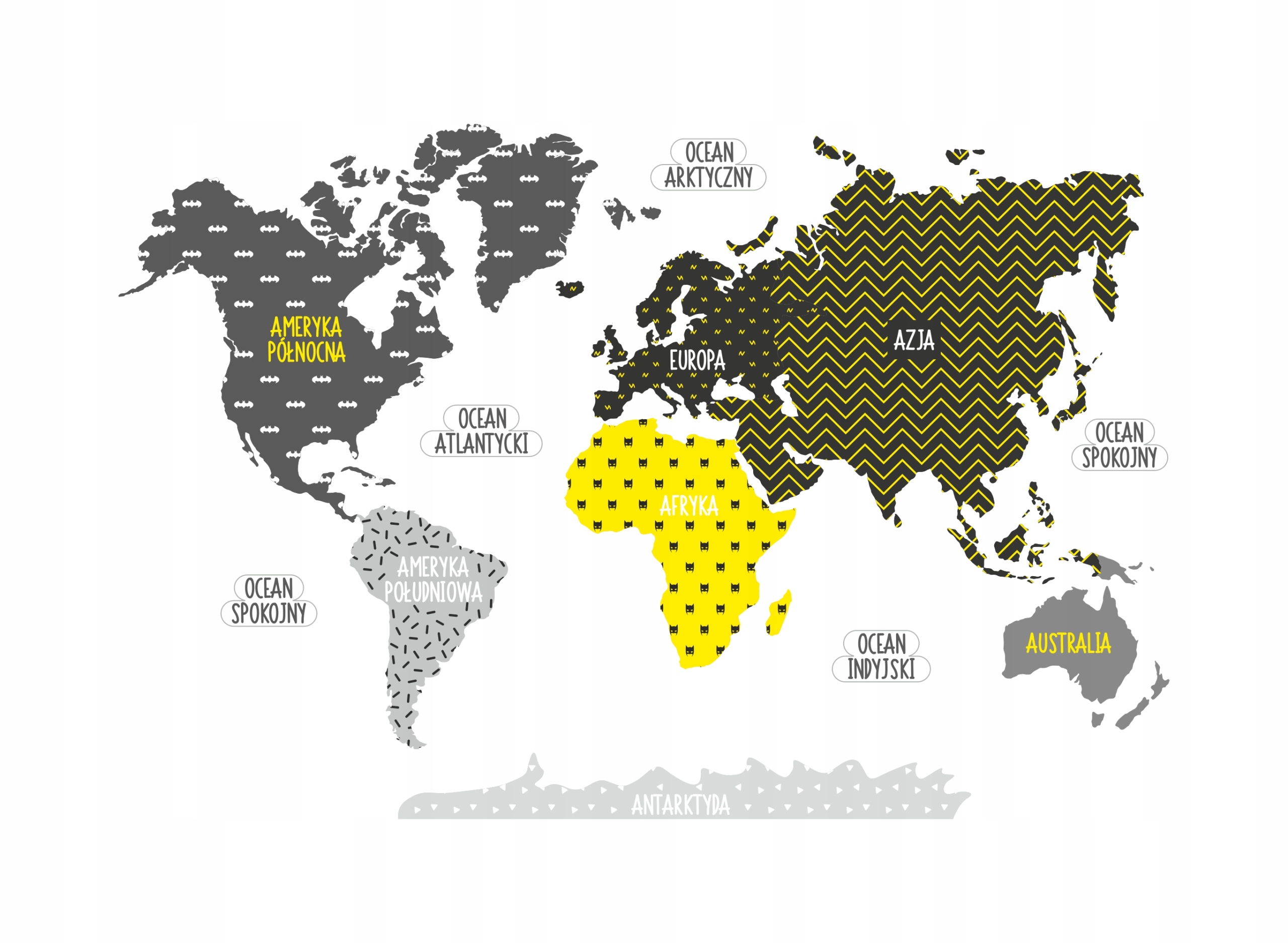 Samolepka na stěnu MAPA SVĚTA batman, samolepka mapa světa pro děti za ...