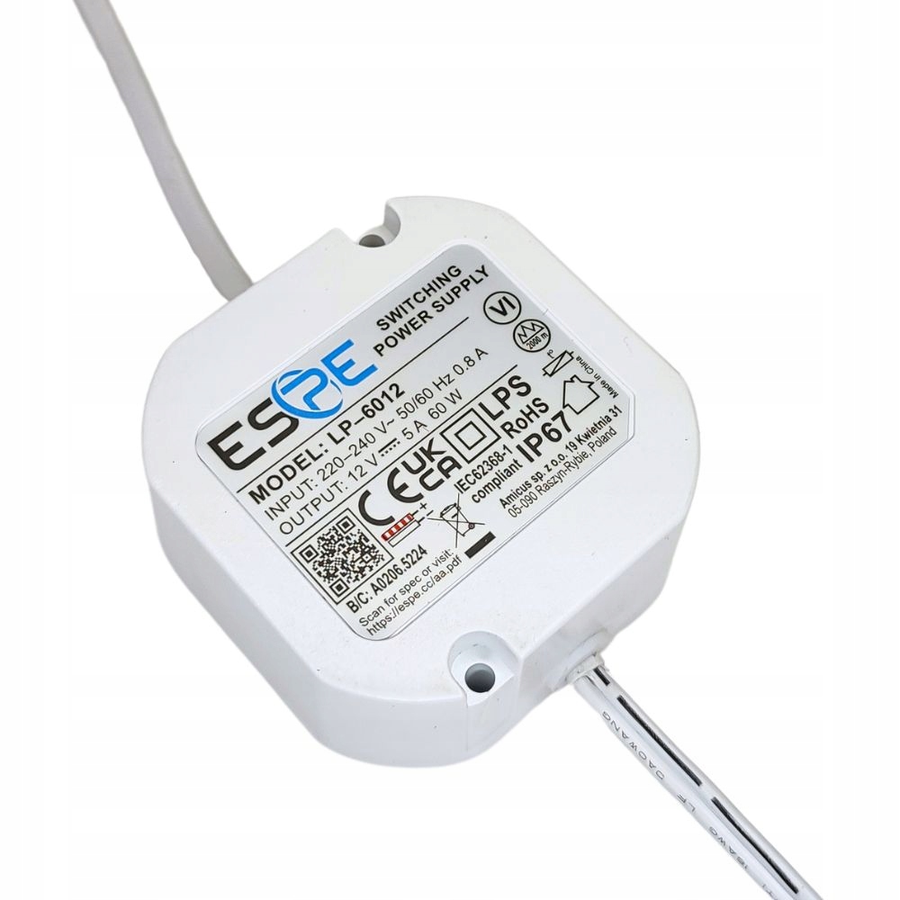 Zasilacz dopuszkowy LED 60W 12V 5A wodoszczelny IP67 (5904139613283) • Cena, Opinie • Akcesoria ...