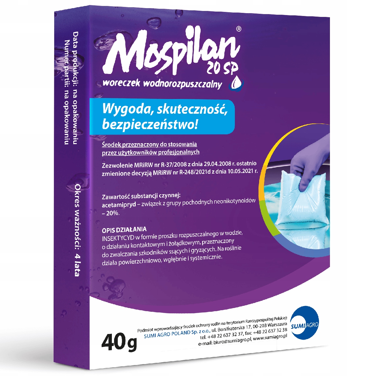 MOSPILAN 20 SP 40G OWADOBÓJCZY NA MSZYCĘ ĆMĘ SZKODNIKI WARZYW OWOCÓW ...