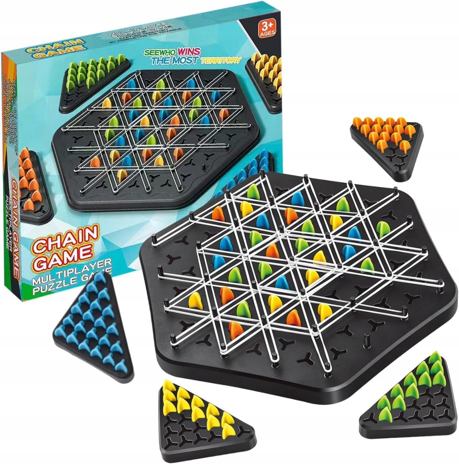 TRIANGLE CHESS BOARD GAME, INTERACTIVE PEGBOARD GAME, DESKTOP BOARD ...