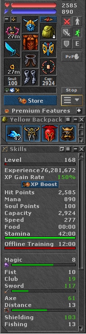 TIBIA 168 EK + 117/103 + QUESTY + VUNIRA + EQ + FREE RK - Stan: 119,99 ...