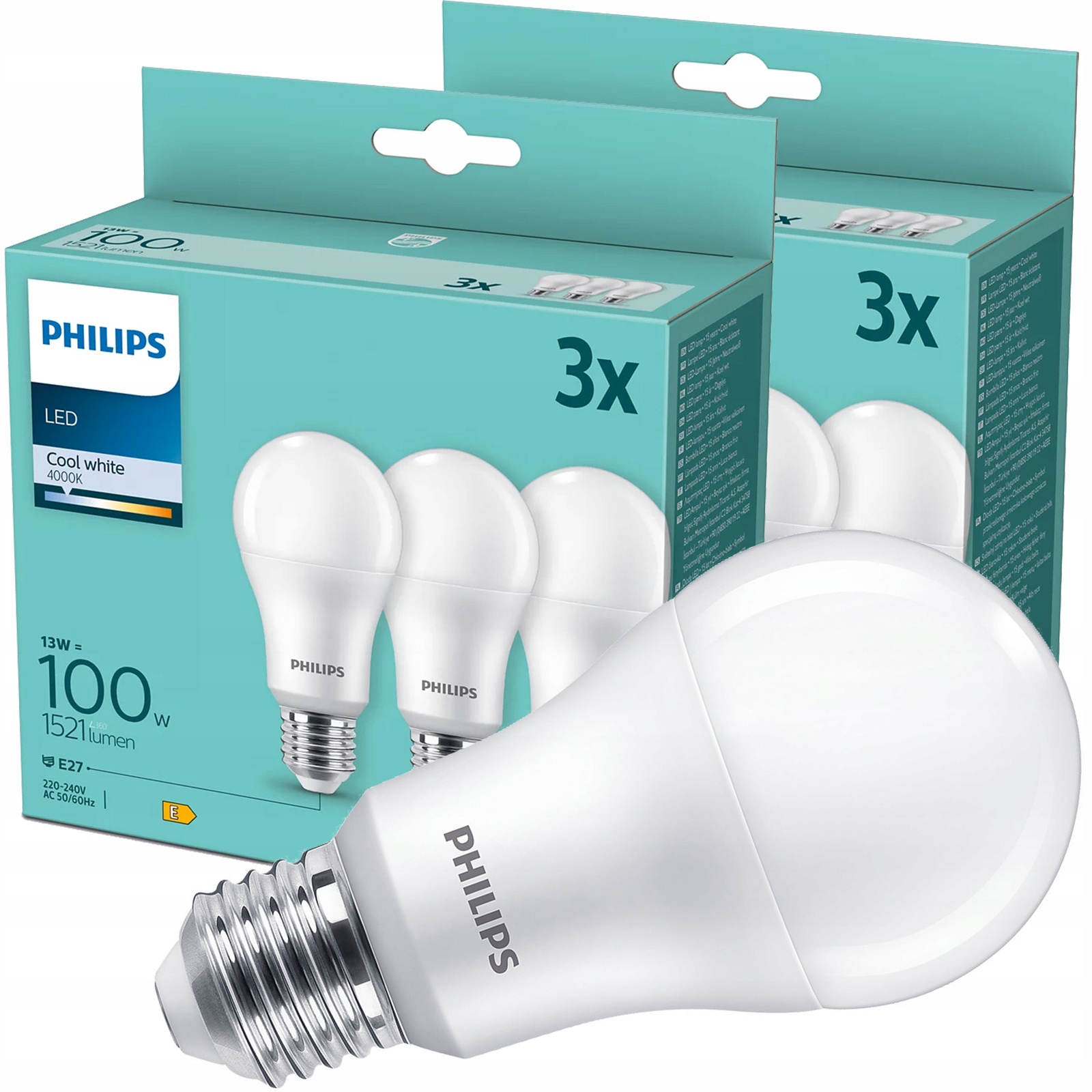 6x Żarówka LED E27 A67 13W = 100W 1521lm 4000K Neutralna Biała PHILIPS ... 6x Żarówka LED E27 A67 13W = 100W 1521lm 4000K Neutralna Biała PHILIPS ...