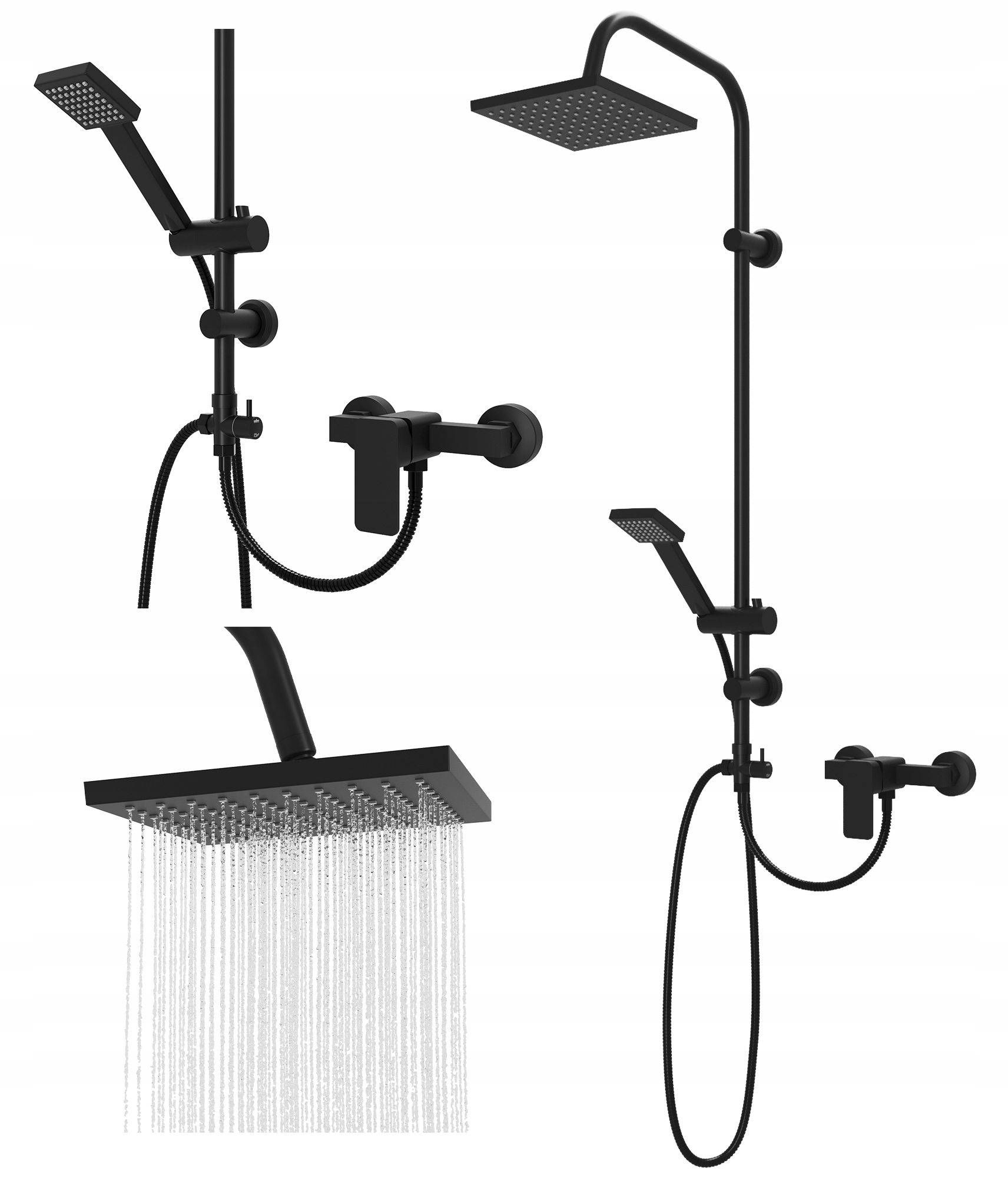 SPRCHOVÝ SET ČERNÁ DEŠŤOVÁ SPRCHA SPRCHOVÁ HLAVICE SPRCHA ERIE BATERIE ...