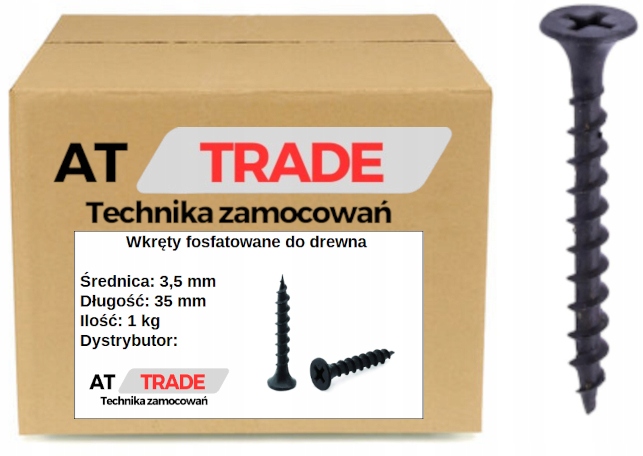 Wkręty do drewna G-K fosfatowane 3,5x35 - 1 kg czarne AT TRADE ...