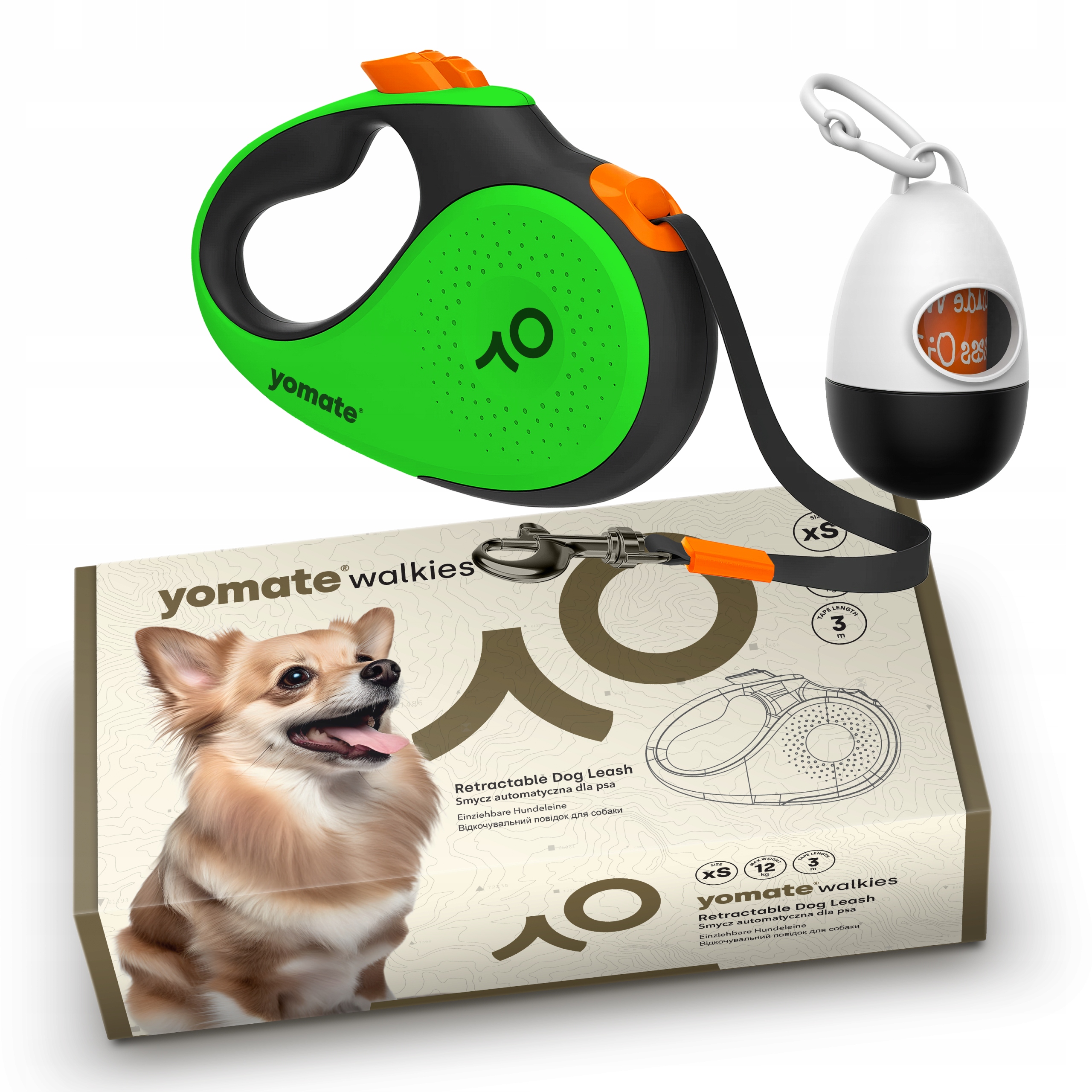 LECIUTKA SMYCZ AUTOMATYCZNA dla PIESKA / do 12 KG / BLOKADA / ZWIJANA ...