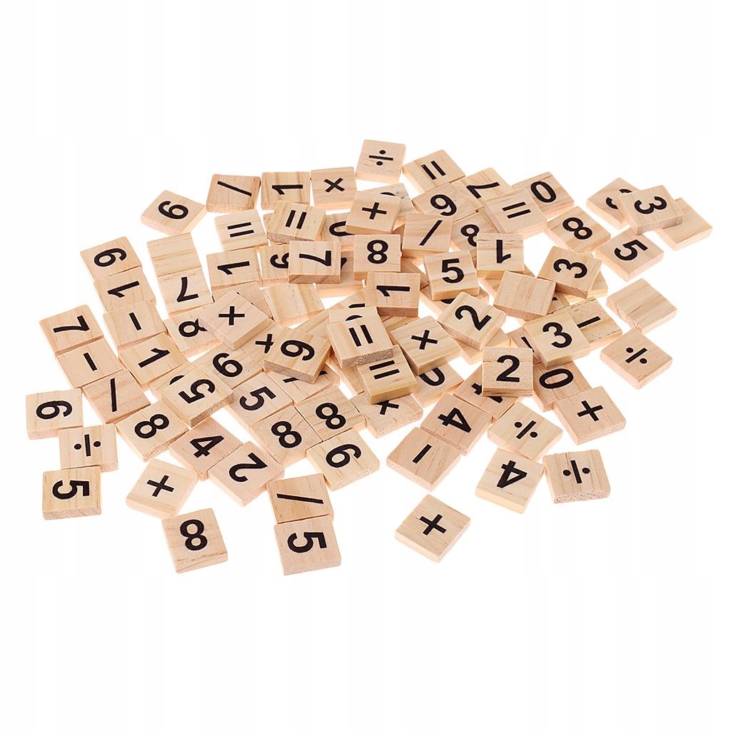 100pcs Wooden Number Tiles 0-9numbers&symbols - porównaj ceny - Allegro.pl