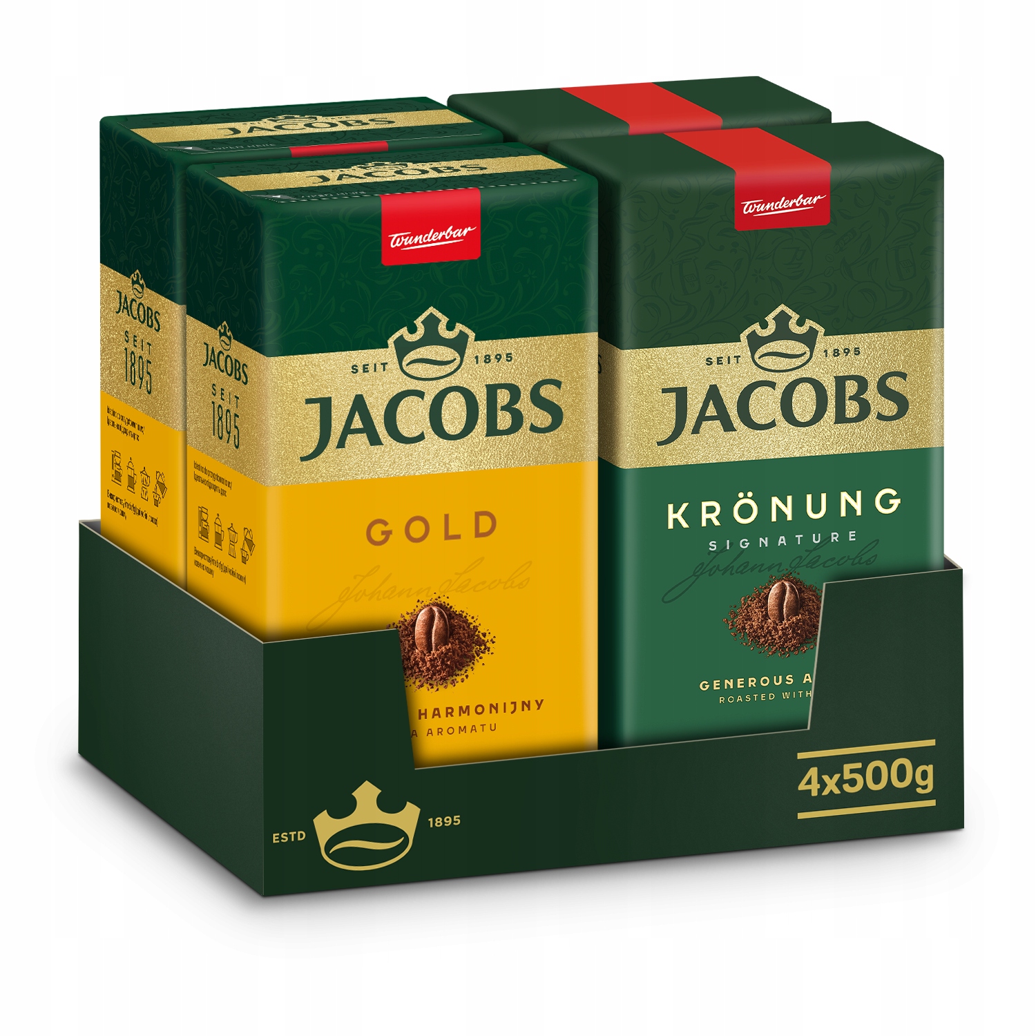 Kawa mielona Jacobs Gold, Kronung 4x 500g (5903815528750) • Cena ...