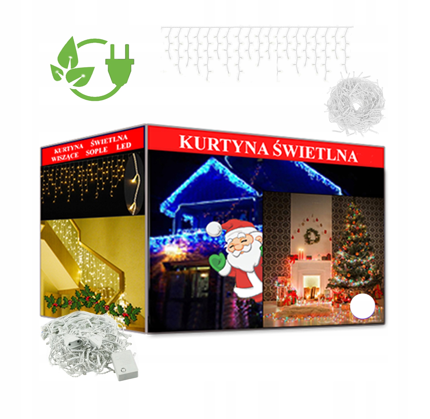 KURTYNA ŚWIETLNA SOPLE LAMPKI 500 LED BIAŁY ZIMNY • Cena, Opinie ...