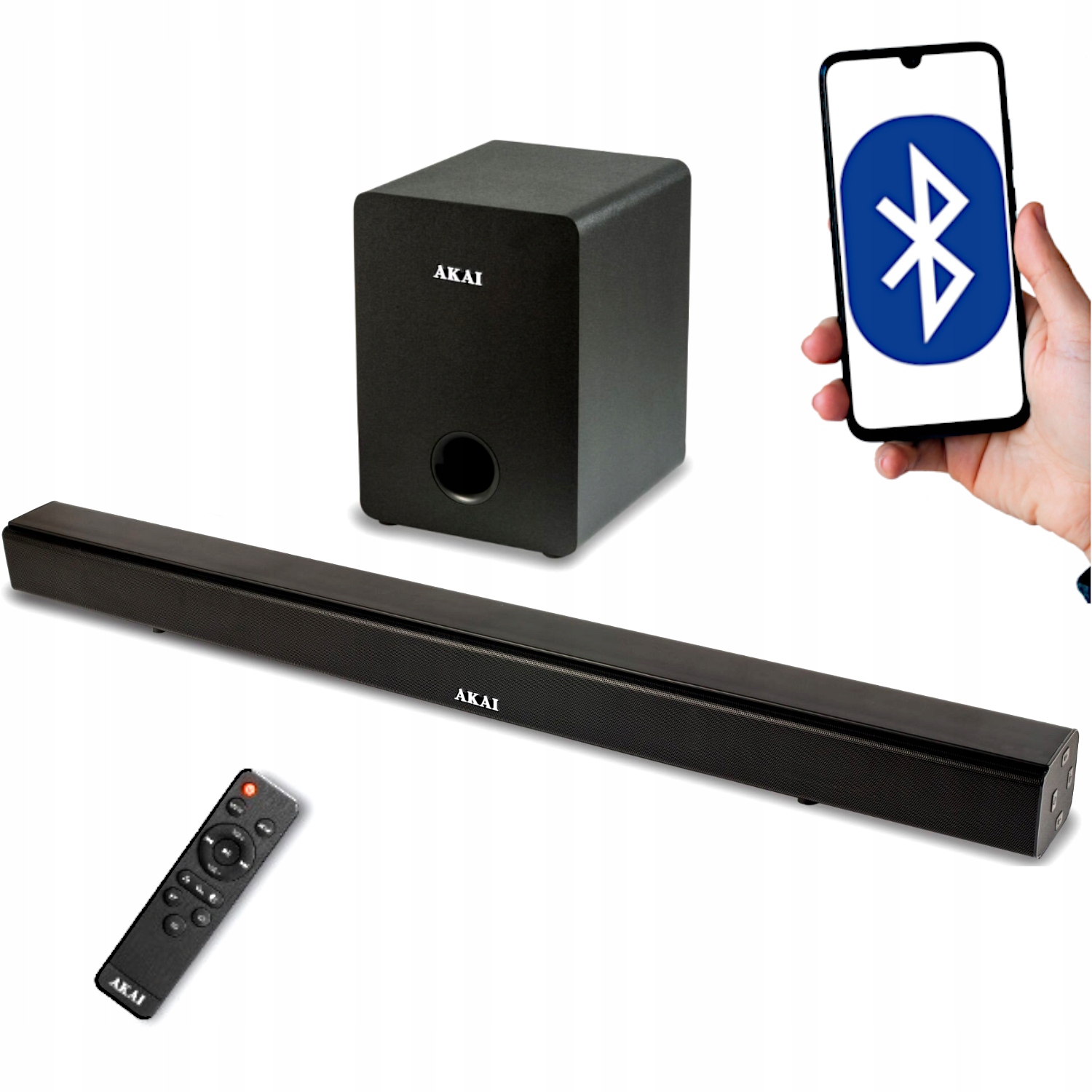 SOUNDBAR BLUETOOTH SUBWOOFER MOC 70W GŁOŚNIK DO TV + PILOT AKAI ASB ...