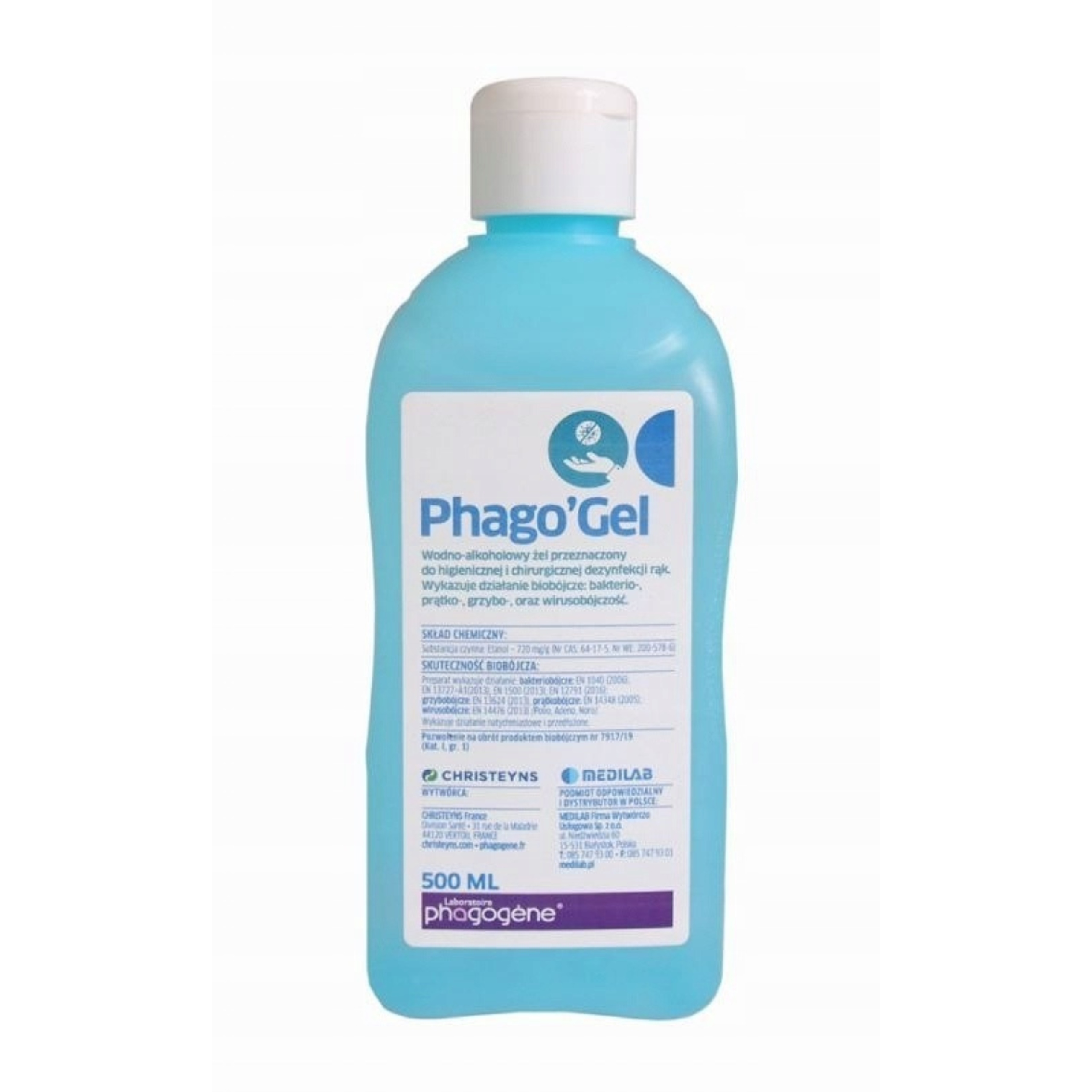 Preparat do dezynfekcji Medilab Phago'Gel żel 0,5l dezynfekcja rąk i ...