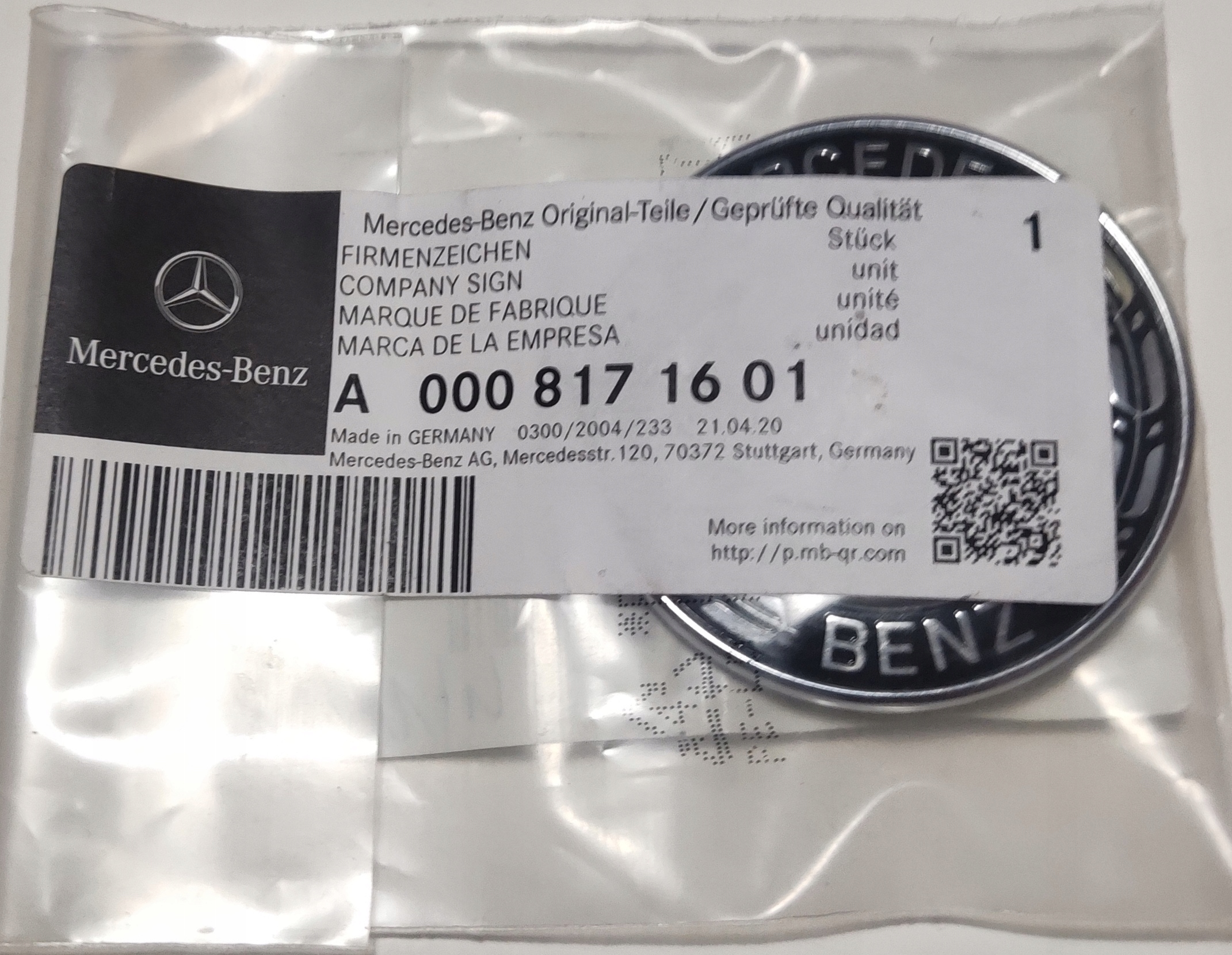 ZNACZEK EMBLEMAT PRZÓD MERCEDES W166 A0008171601 - porównaj ceny ...