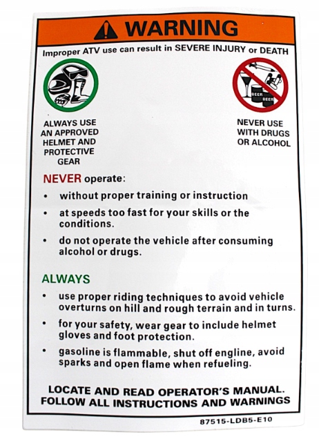 NAKLEJKA NALEPKA INFORMACYJNA OSTRZEGAWCZA SERWISOWA OKLEINA Kymco MXU ...