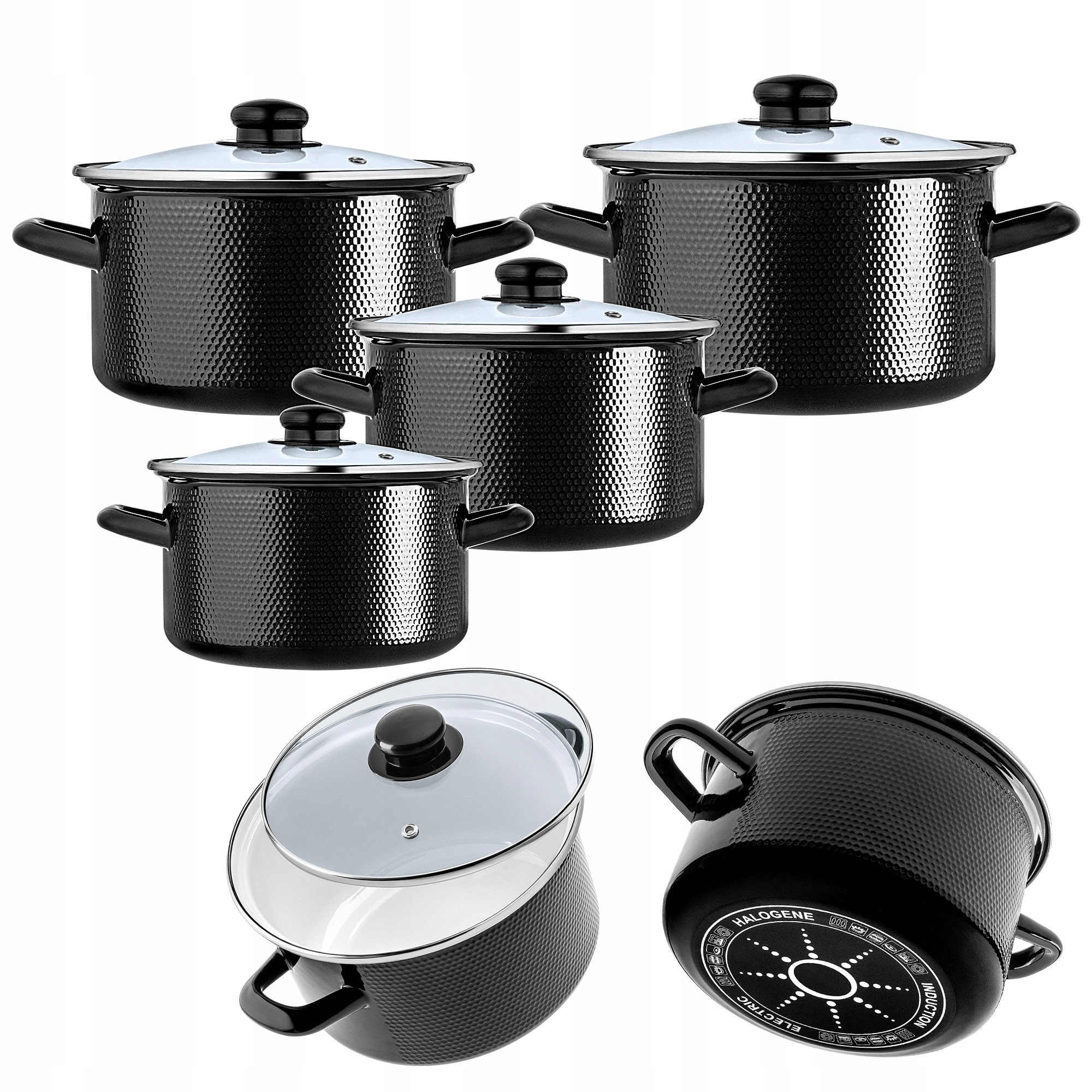 ZESTAW GARNKÓW EMALIOWANYCH KOMPLET 8EL GAZ INDUKCJA TRADYCYJNY Z ...