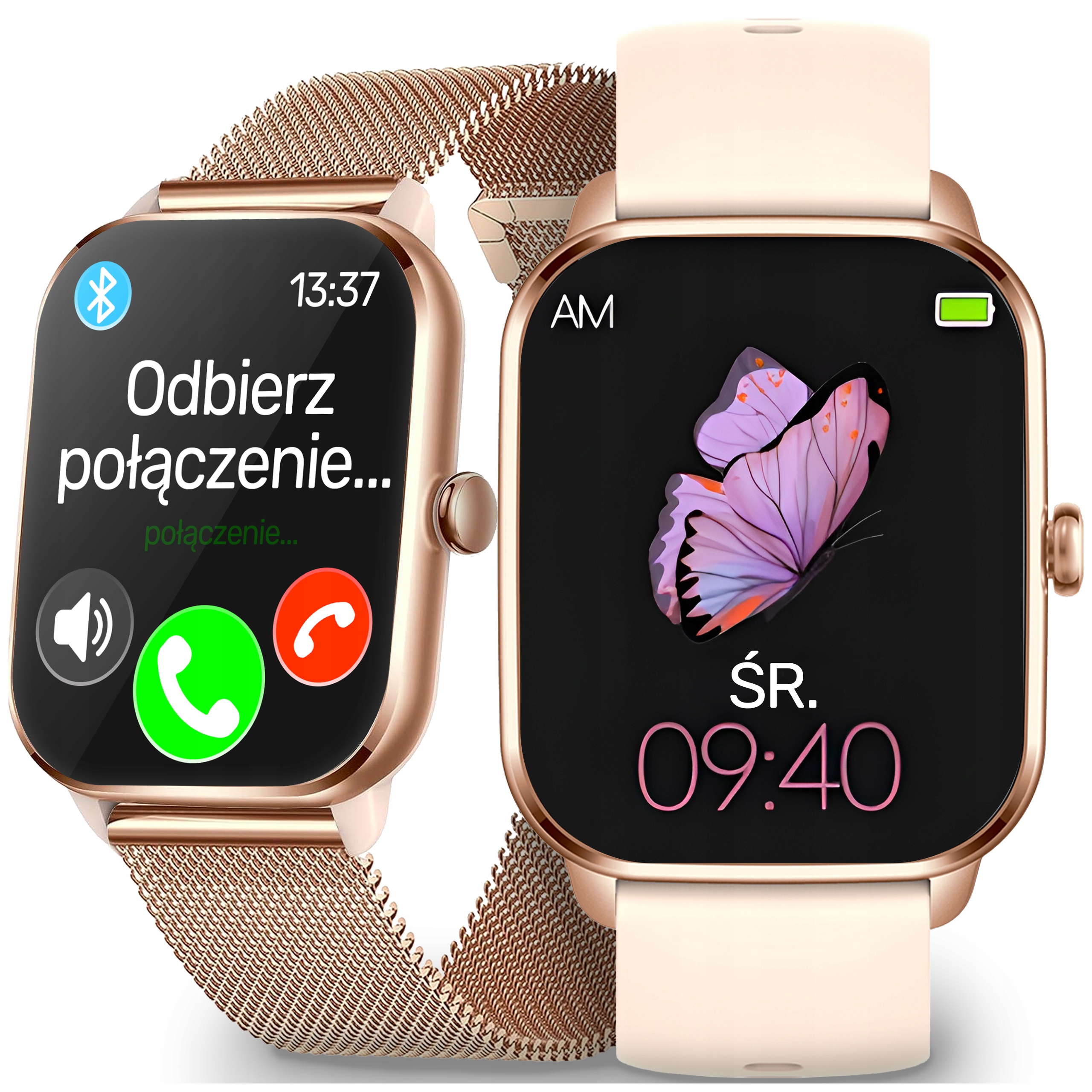 SMARTWATCH ZEGAREK DAMSKI POLSKIE MENU ROZMOWY SMS SMART WATCH + 2 ...