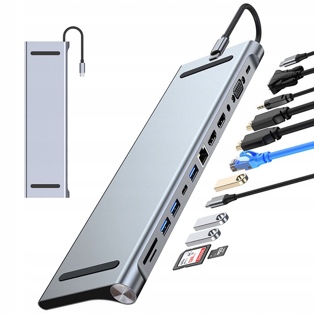 ADAPTER HUB USB-C 12W1 STACJA DOKUJĄCA DO KOMPUTERA USB 4K HDMI SD TF - Sklep, Opinie, Cena w ...