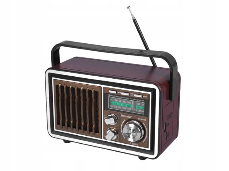 RADIO PRZENOŚNE DRAWA RETRO, BLUETOOTH, FM, USB, SD, AUX, BRĄZOWY ...