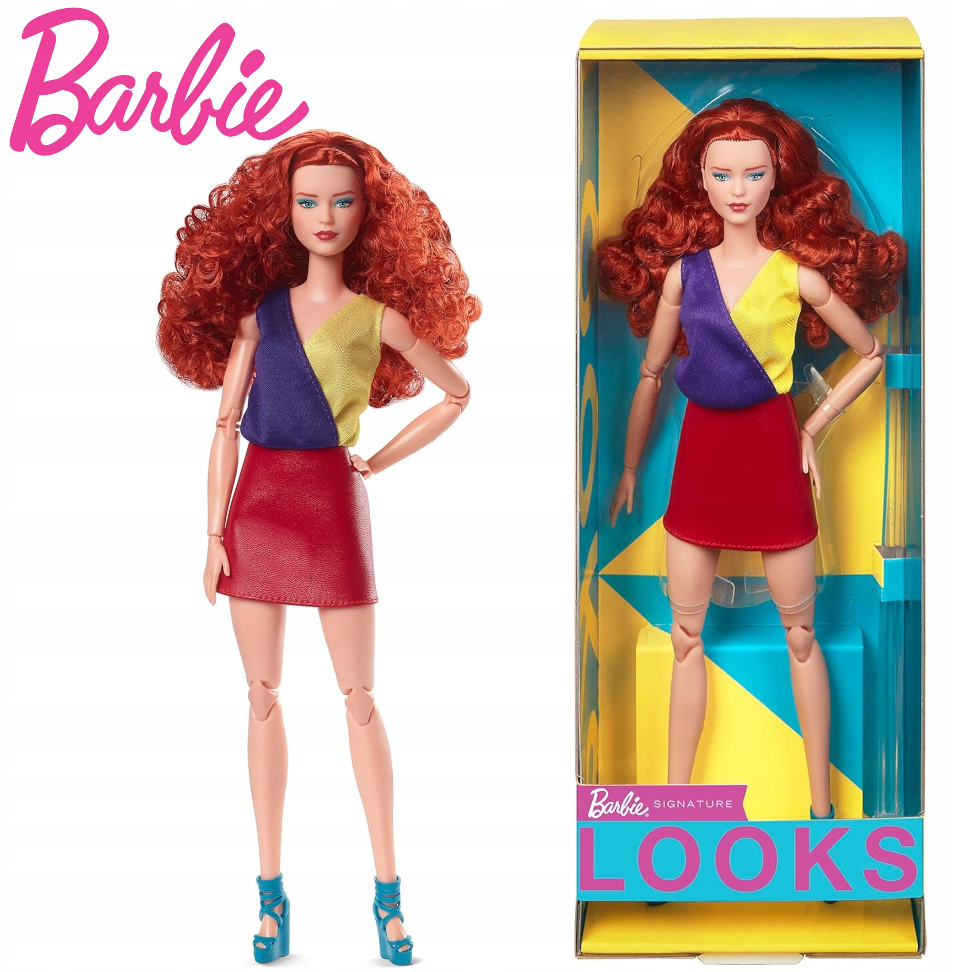 BARBIE SIGNATURE LOOKS LALKA RUDE KRĘCONE WŁOSY ZABAWKA DLA DZIEWCZYNKI ...