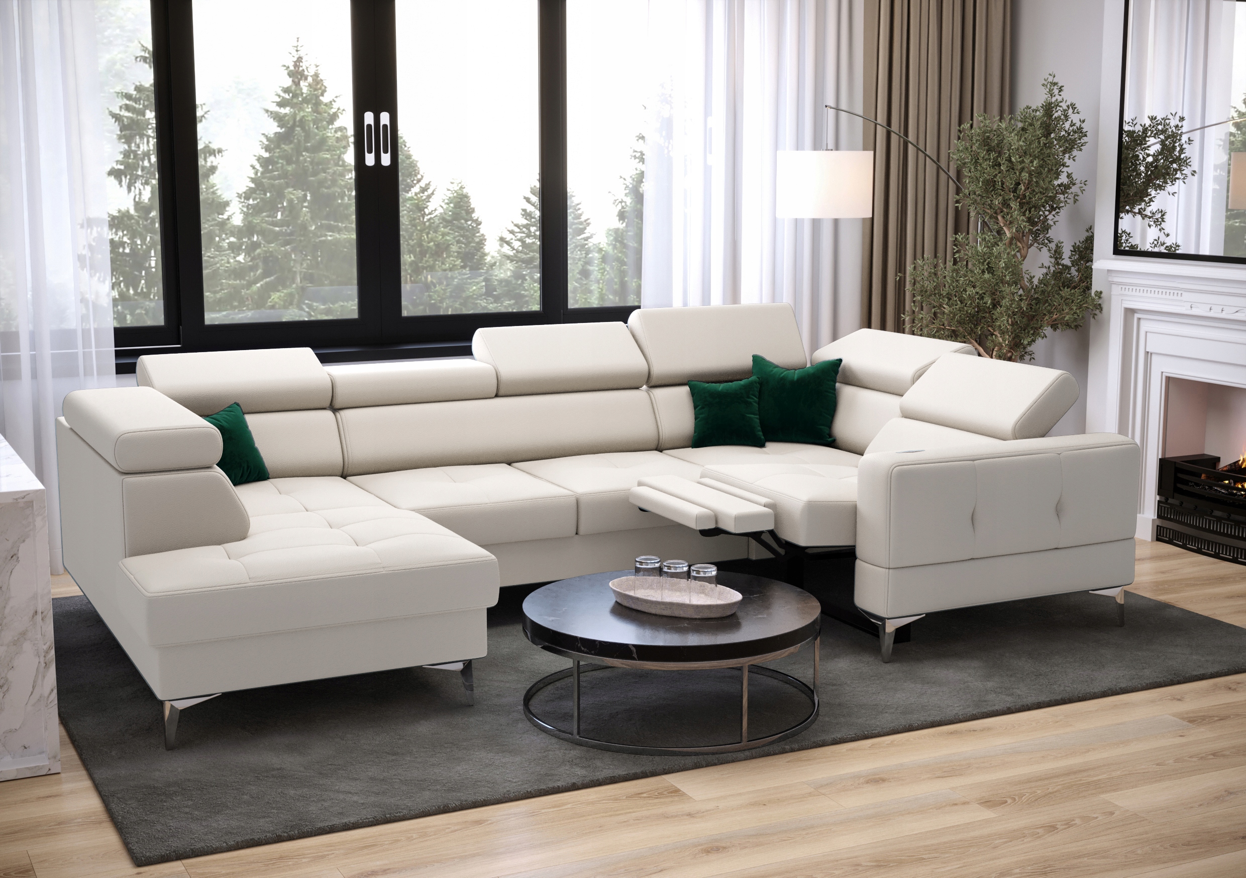 Rohová sedačka Meble Górecki Toscania prírodná koža béžová - Allegro