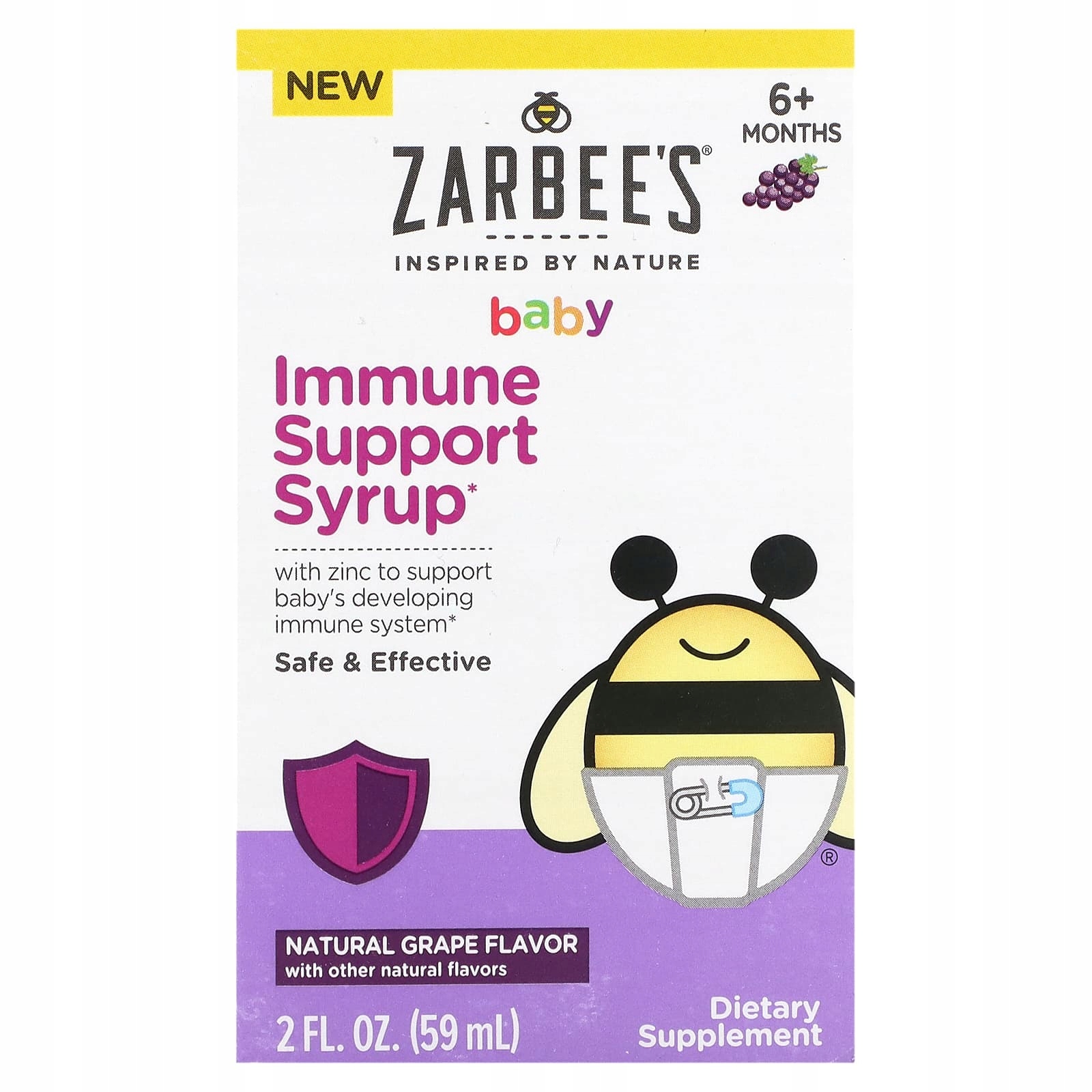 Zarbee's, Baby Immune Support Syrup, 6+ Months, Grape, 2 fl oz (59 ml ...