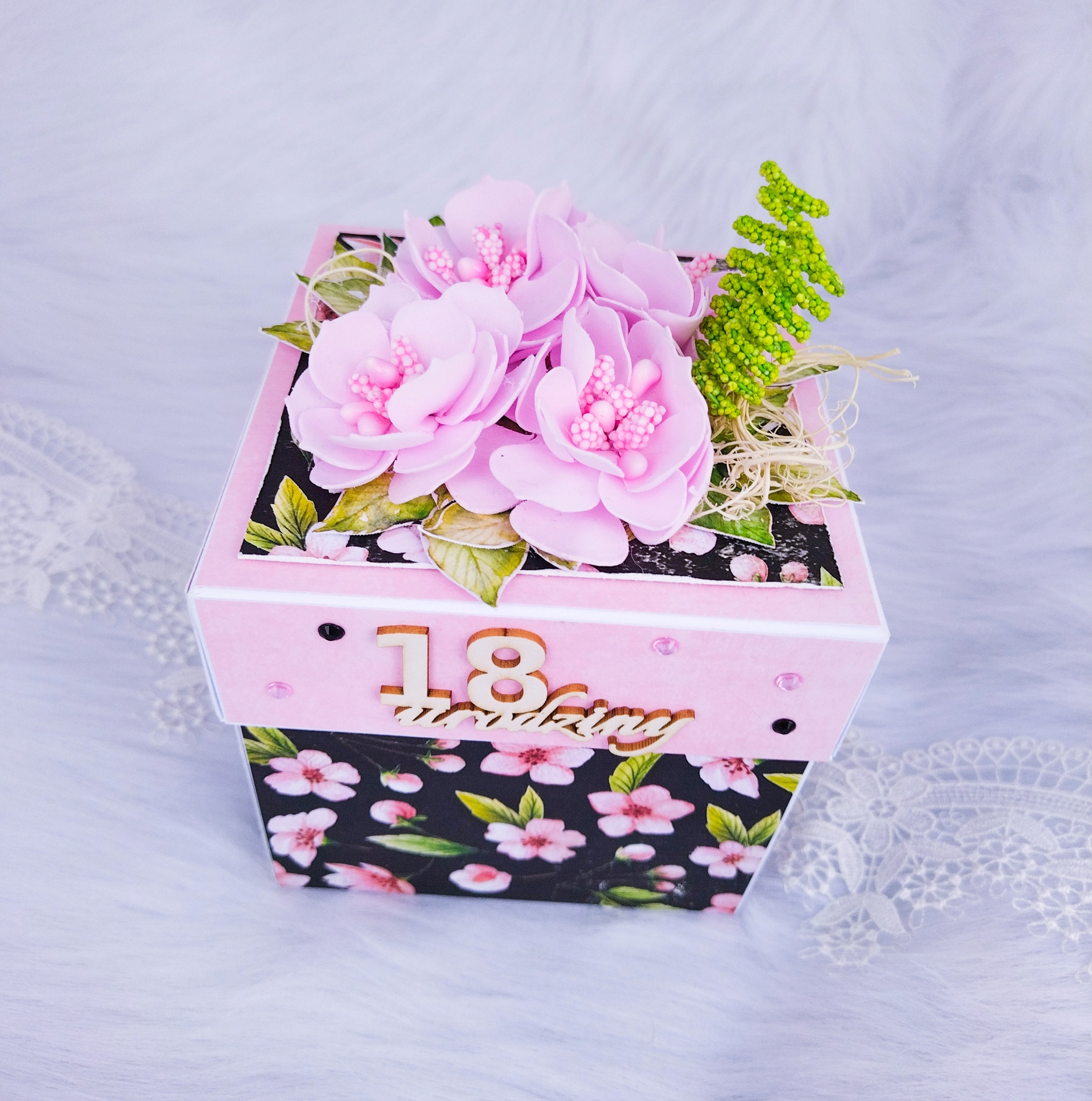 18 Urodziny Exploding Box 3w1 ze zdjęciem - ręcznie robiony + torebka ...