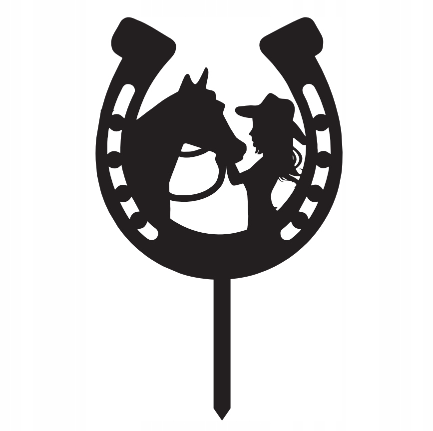 TOPPER KOŃ KONIK PODKOWA JEŻDZIEĆ CZARNY urodzinowy dekoracja na tort ...