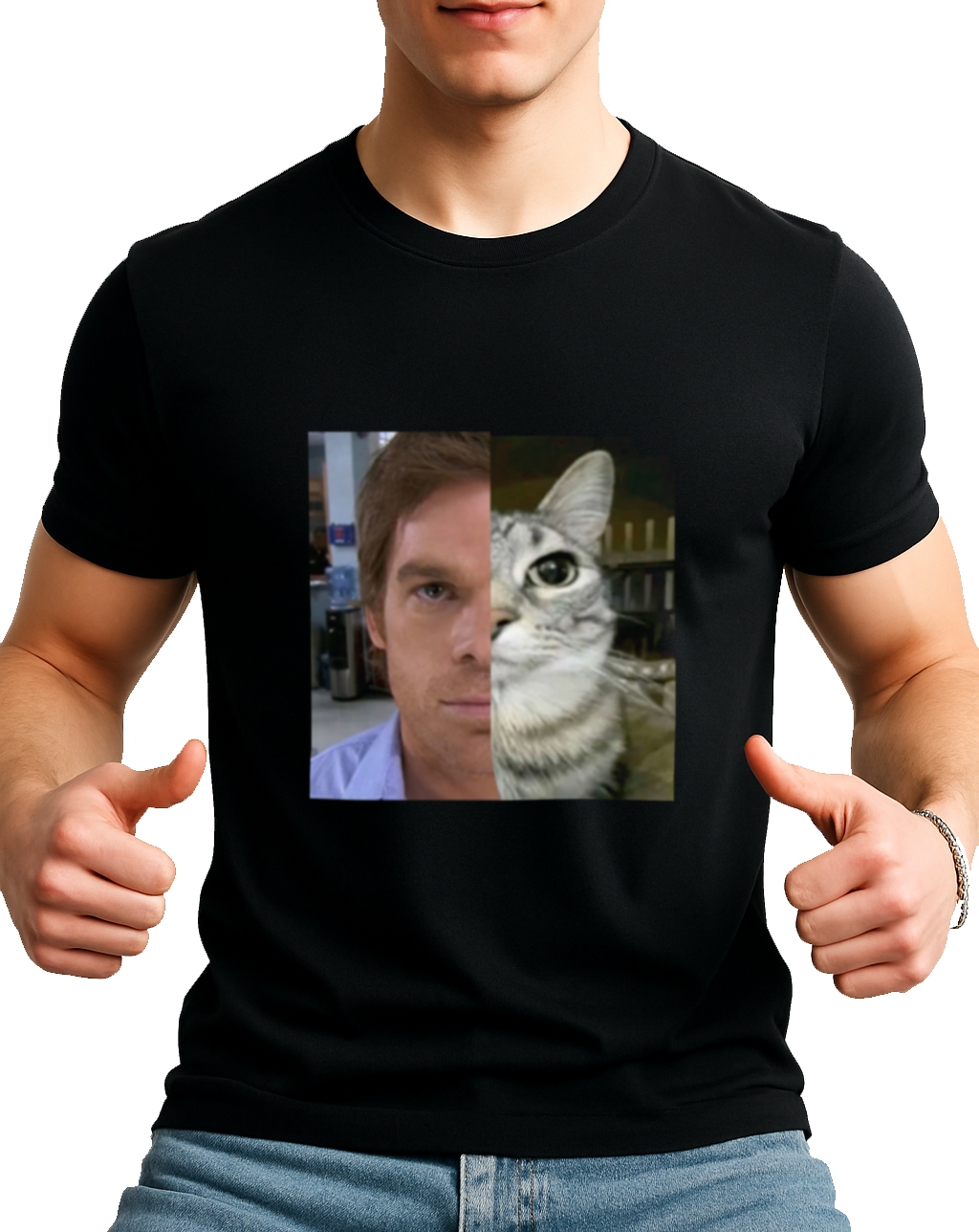 DEXTER MORGAN CAT MEME MÉM MACSKA VICCES NYOMOTT MINTÁS PÓLÓ XL za 4560 ...