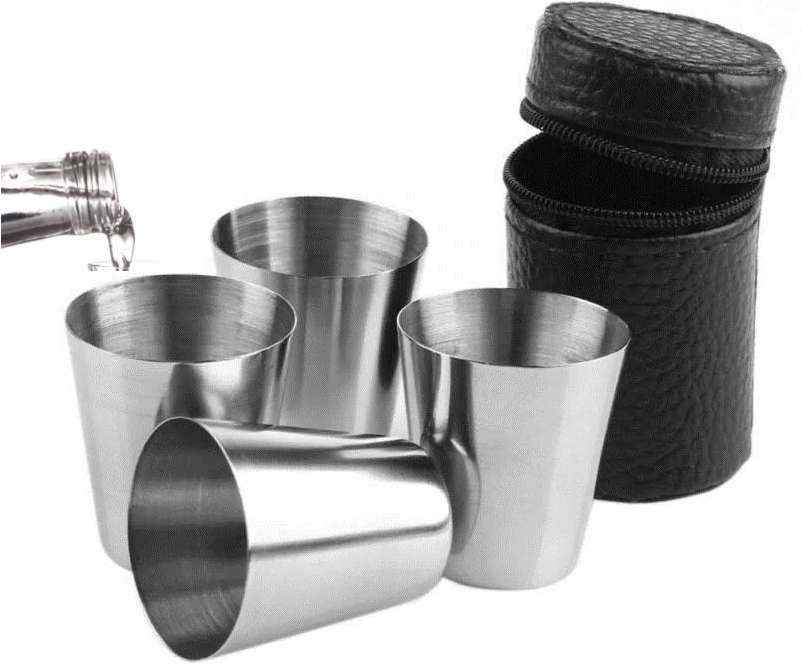 KIELISZKI TURYSTYCZNE ZESTAW 4 SZT METALOWE + ETUI (5904734413172) • Cena, Opinie • Kieliszki ...