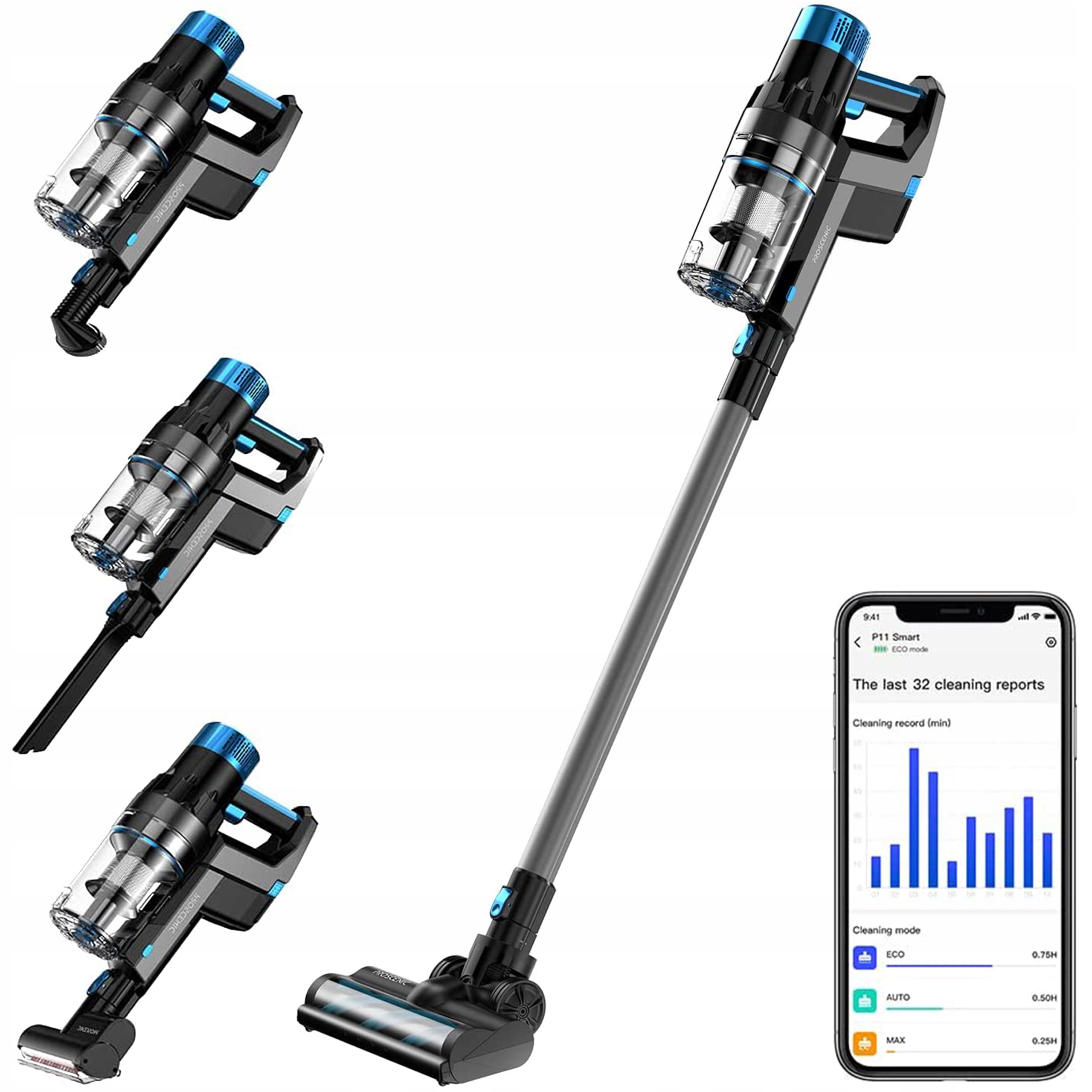 Odkurzacz pionowy PROSCENIC P11 Smart WiFi BT LED 0,65L - Sklep, Opinie, Cena w Allegro