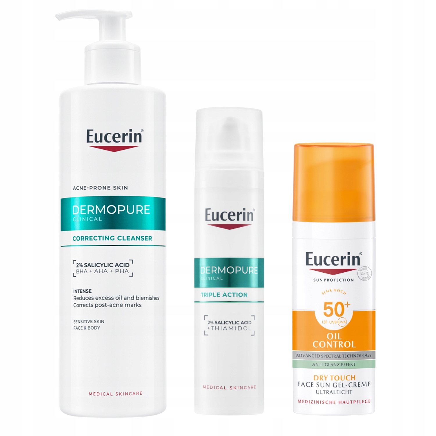 EUCERIN DERMOPURE Sada gél na vyrážky + sérum po akné + krém SPF 50+ za ...