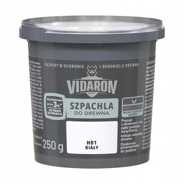 Vidaron Szpachla do Drewna 0,25kg BIAŁY H01 szpachlówka akrylowa gotowa ...