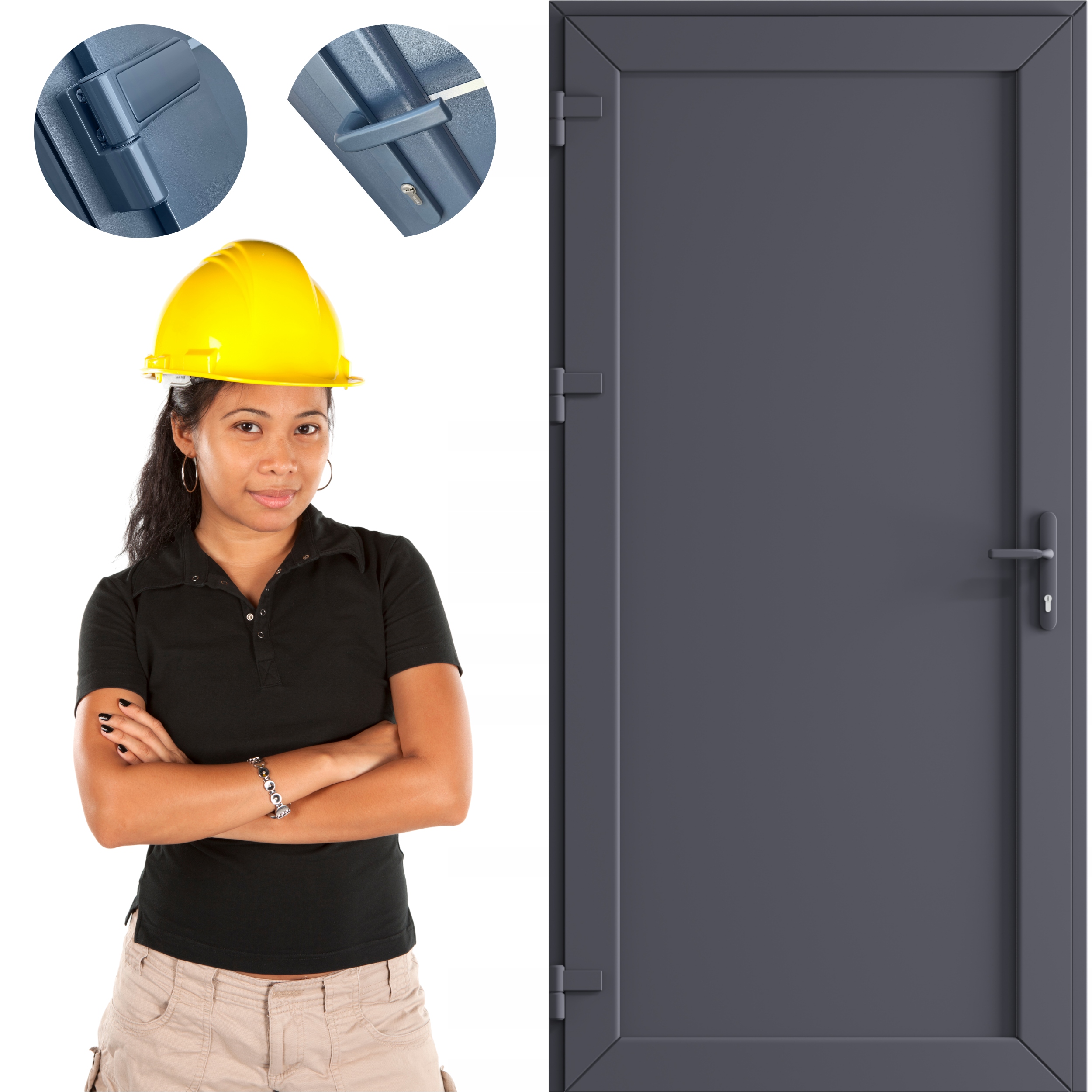 Vchodové dveře PVC Plné Panel 900x2050 Technické Antracit Levé, • Ceny ...