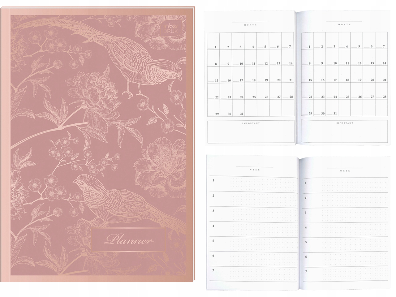 INTERDRUK PLANER Notes A5 ORGANIZER 80 Kartek ROSE GOLD 13187212673 ...