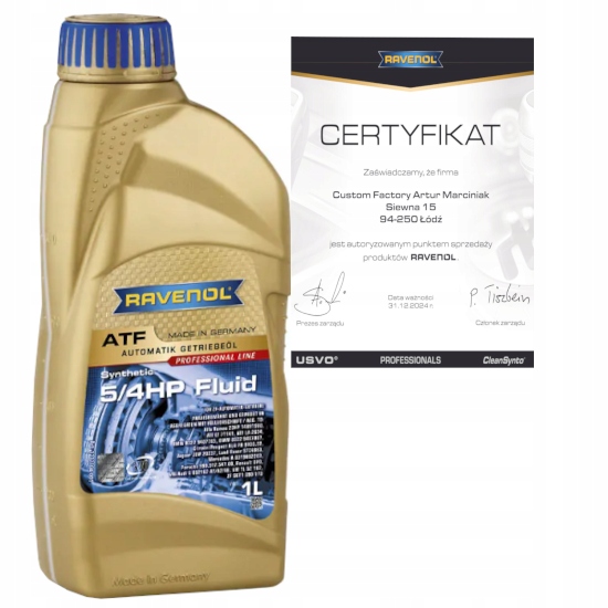 RAVENOL ATF 5/4 HP FLUID 1L - OLEJ PRZEKŁADNIOWY ZF 4HP, ZF 5HP 4014835733213 za 56.80PLN z Łódź ...