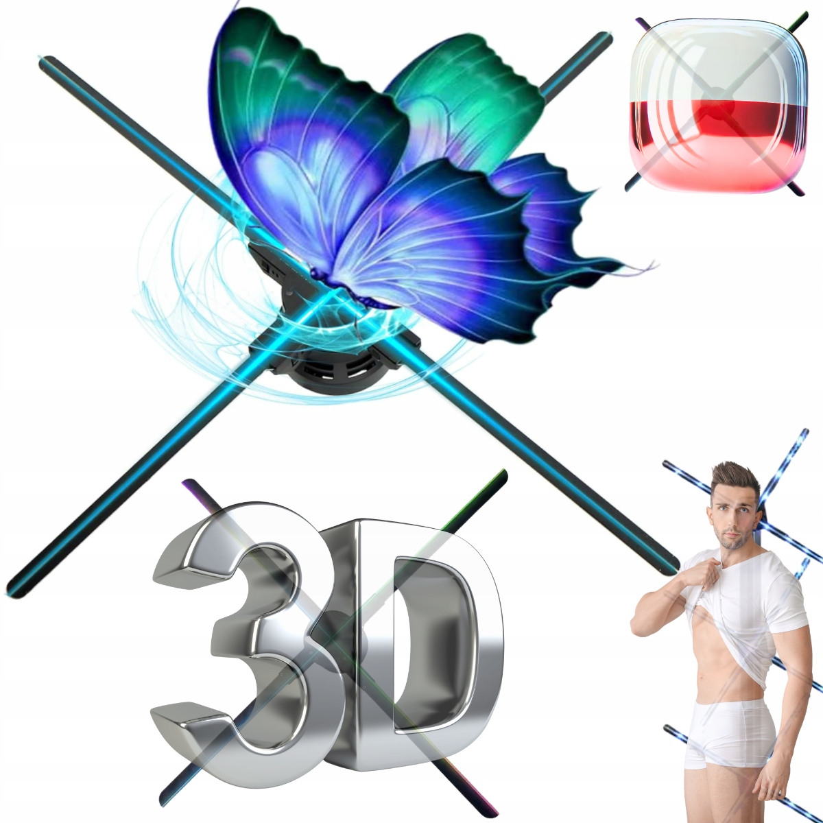 HOLOGRAM LED 3D Full HD 1920p 100cm! Holograficzna Reklama - Twoje Logo ...