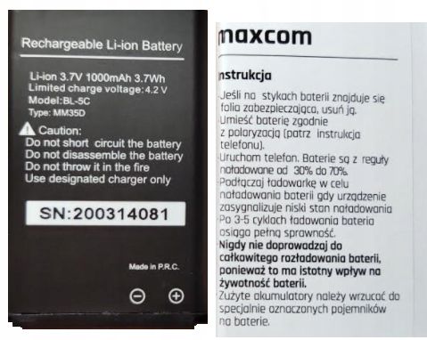 Bateria Do MaxCom MM142, MM143, MM428, MM428BB, MM817 Maxcom 1000 mAh ...
