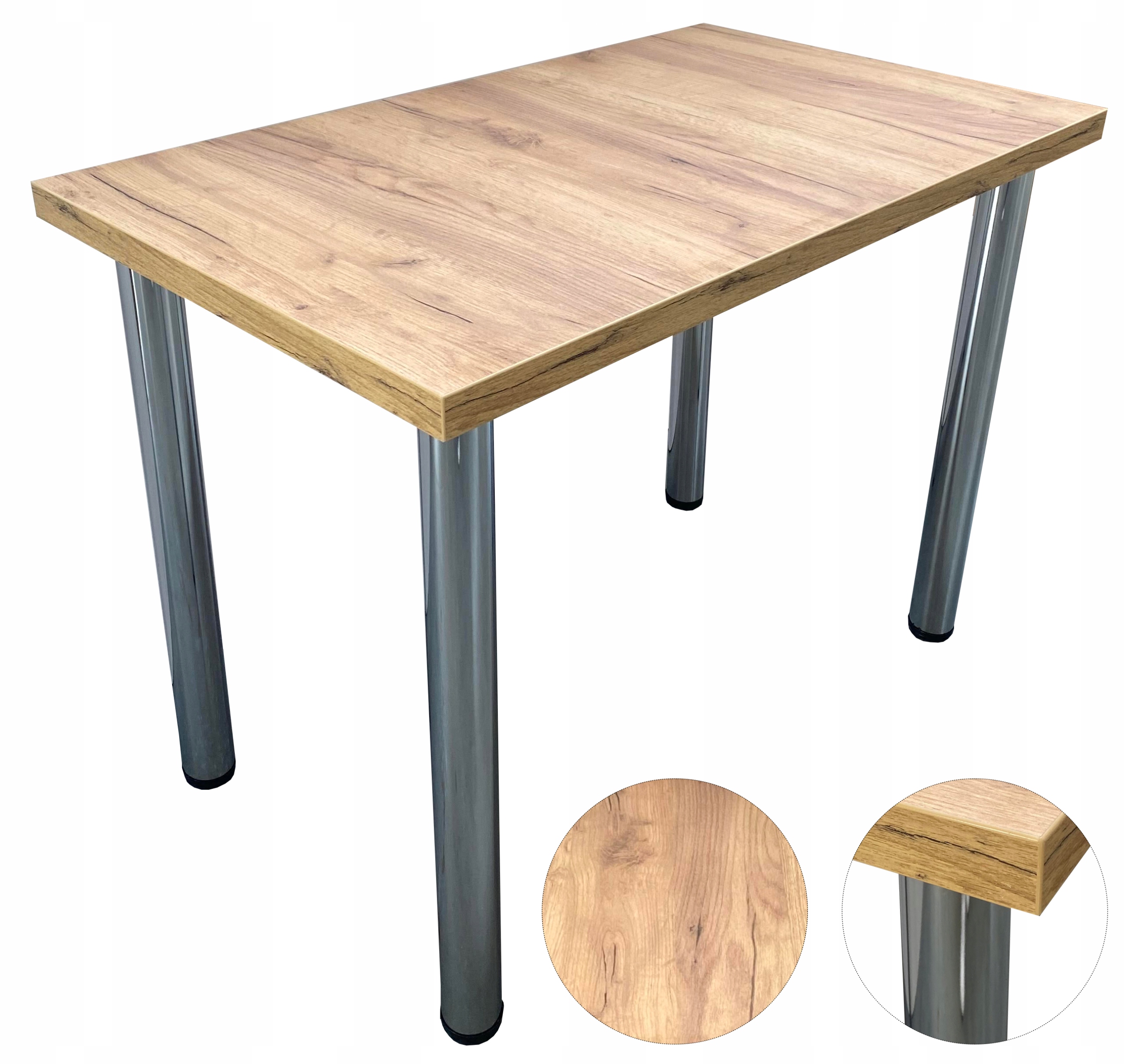 Stół prostokątny Mebledlawszystkich.pl 100 x 60 x 75cm dąb craft złoty ...