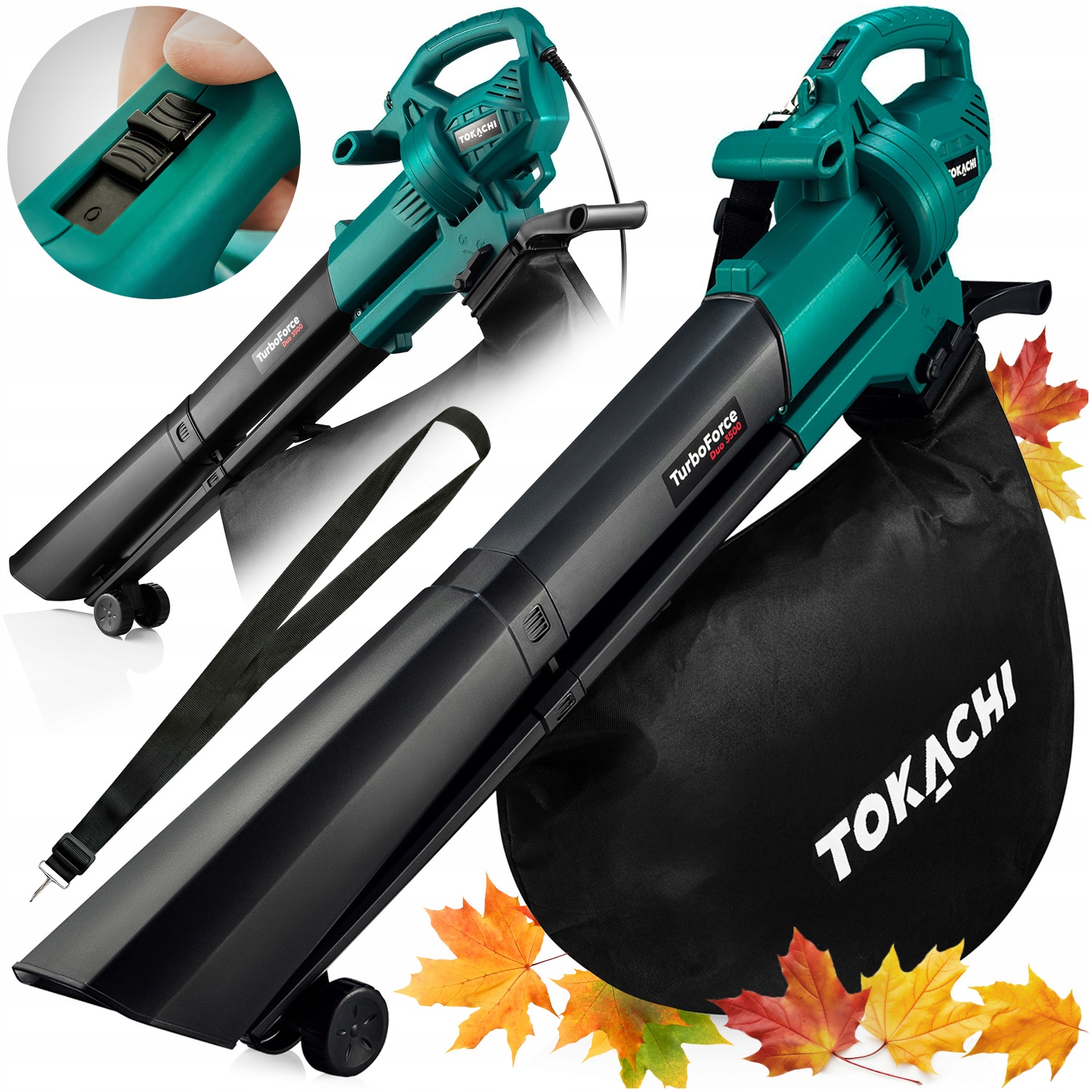 DMUCHAWA ELEKTRYCZNA DO LIŚCI 3500W OGRODOWA 3W1 ODKURZACZ ROZDRABNIACZ 45L (5907651423767 ...