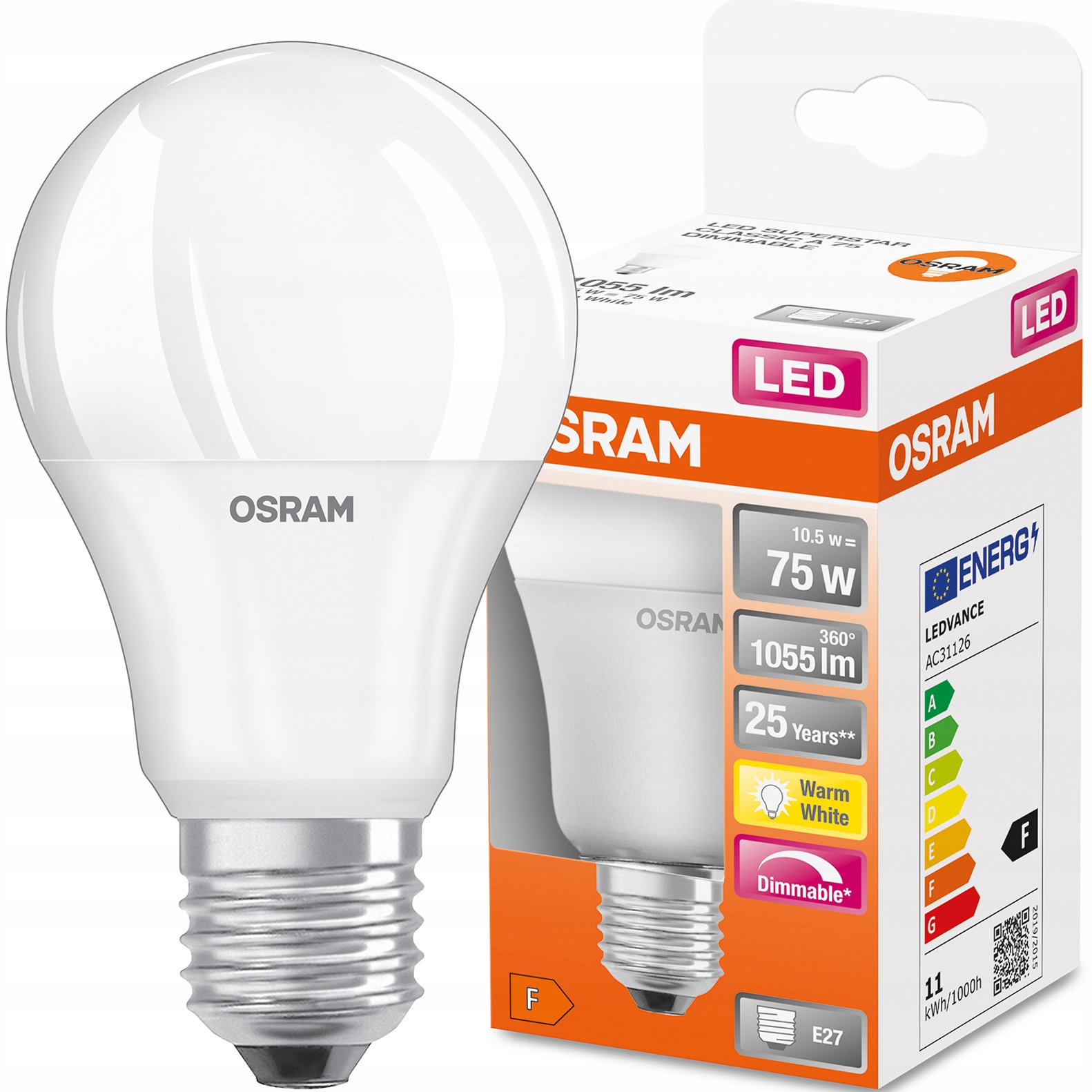 Żarówka LED E27 A60 10,5W 2700K Ściemnialna OSRAM (4058075433809 ... Żarówka LED E27 A60 10,5W 2700K Ściemnialna OSRAM (4058075433809 ...
