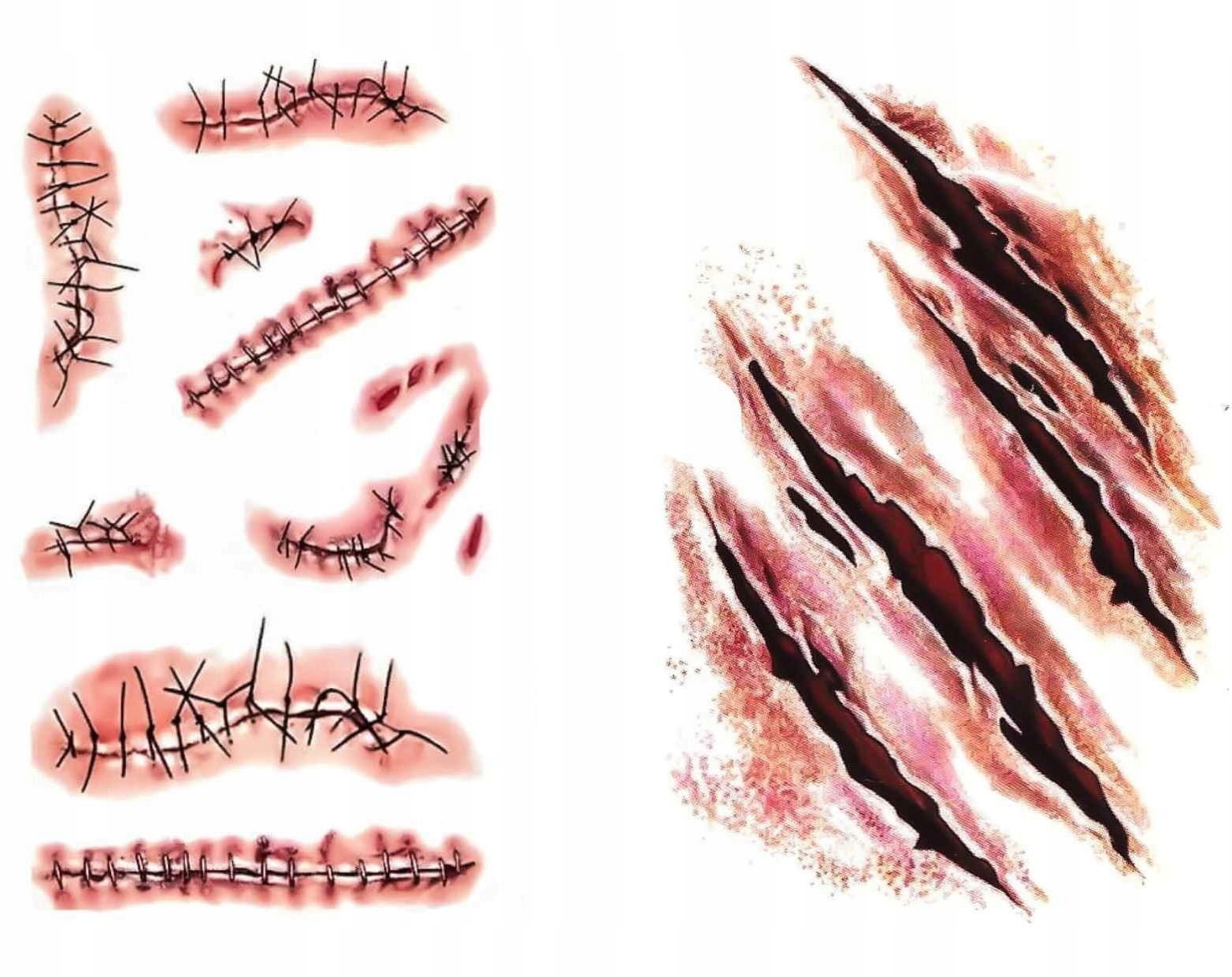 Duży tatuaż na halloween szwy rany 14538310628 - Allegro.pl