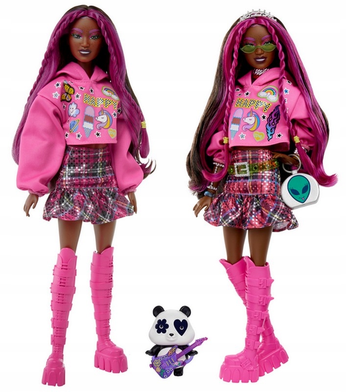 LALKA BARBIE EXTRA #19 w stroju pop punk + zwierzątko PANDA ... LALKA BARBIE EXTRA #19 w stroju pop punk + zwierzątko PANDA ...