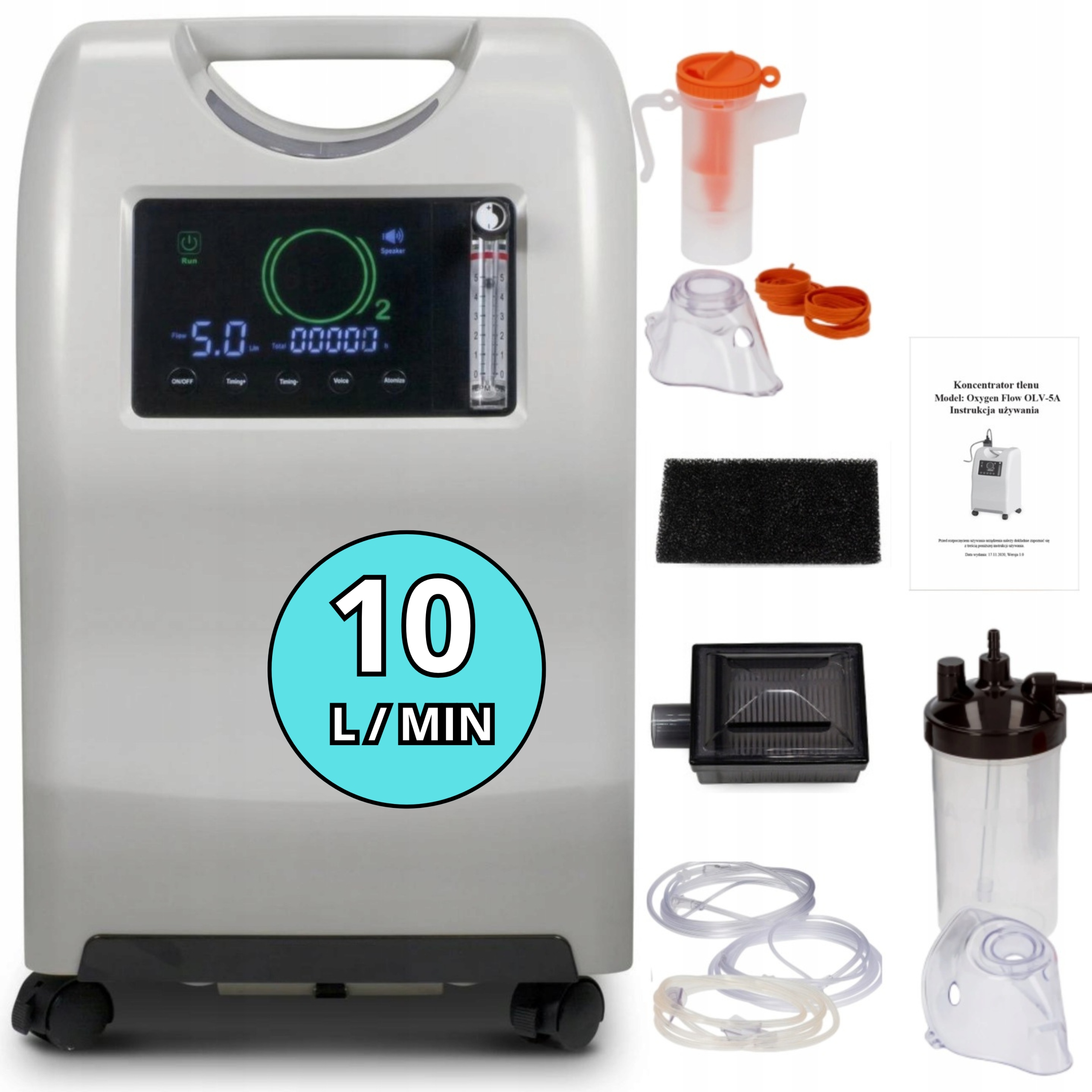 Koncentrator tlenu Oxygen Flow OLV-10A 10l/min aparat tlenowy medyczny (5906742632118) • Cena ...