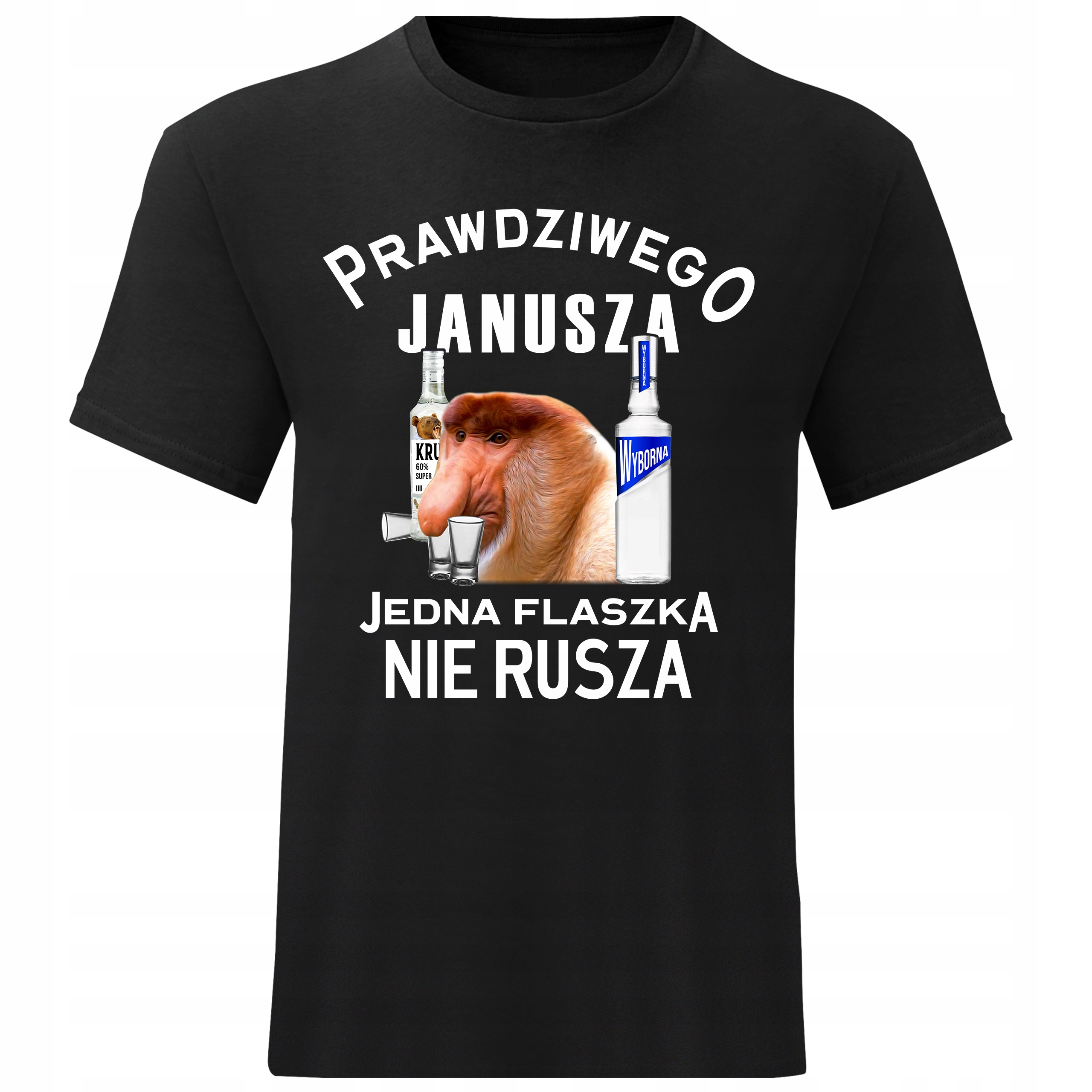MĘSKA KOSZULKA JANUSZA FLASZKA NIE RUSZA NOSACZ ŚMIESZNA NA PREZENT S ...