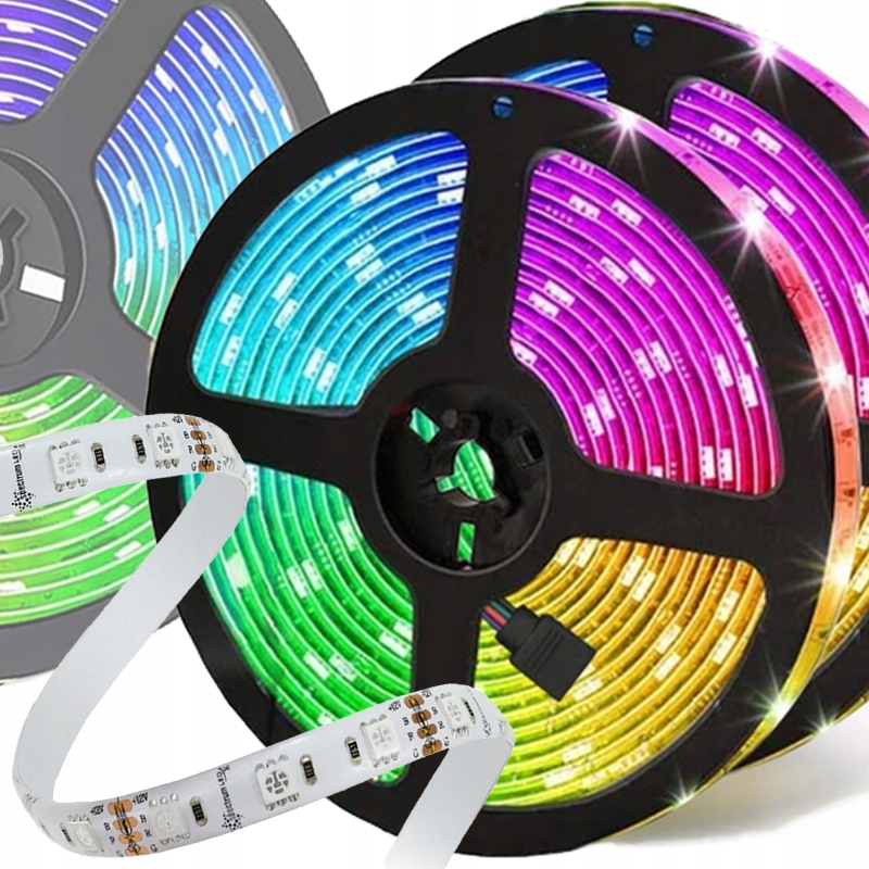 KOLOROWA TAŚMA LED RGBW PASEK RGB + BIAŁY CIEPŁY LISTWA 5050SMD 12V 1m ...